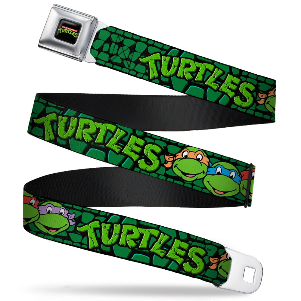Nickelodeon Belt, Seatbelt Buckle Belt, TMNT Ninja Turtles Group Faces ...