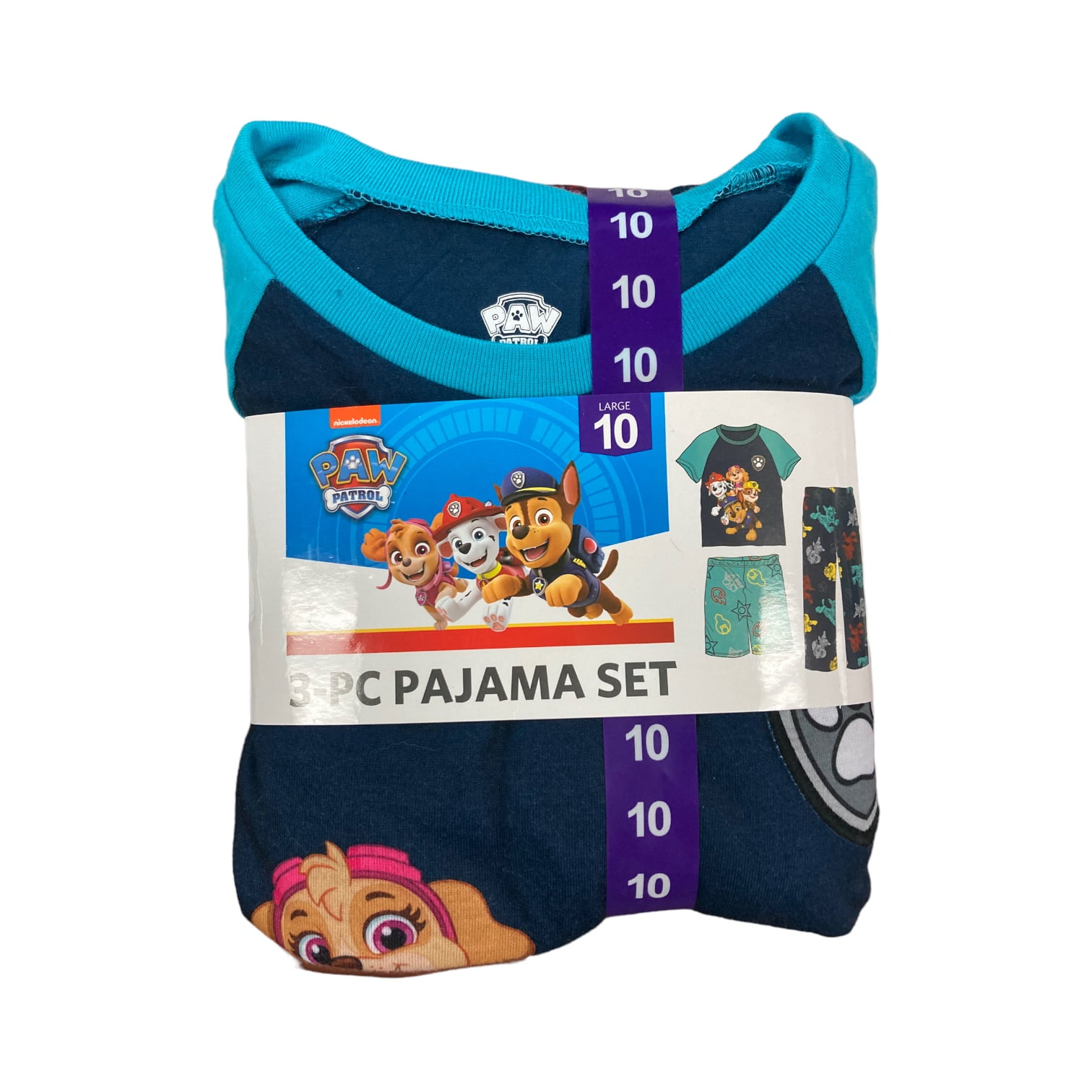 Nickelodeon Boy's Paw Patrol Character 3 Piece Pajama Sleep Set (Navy ...
