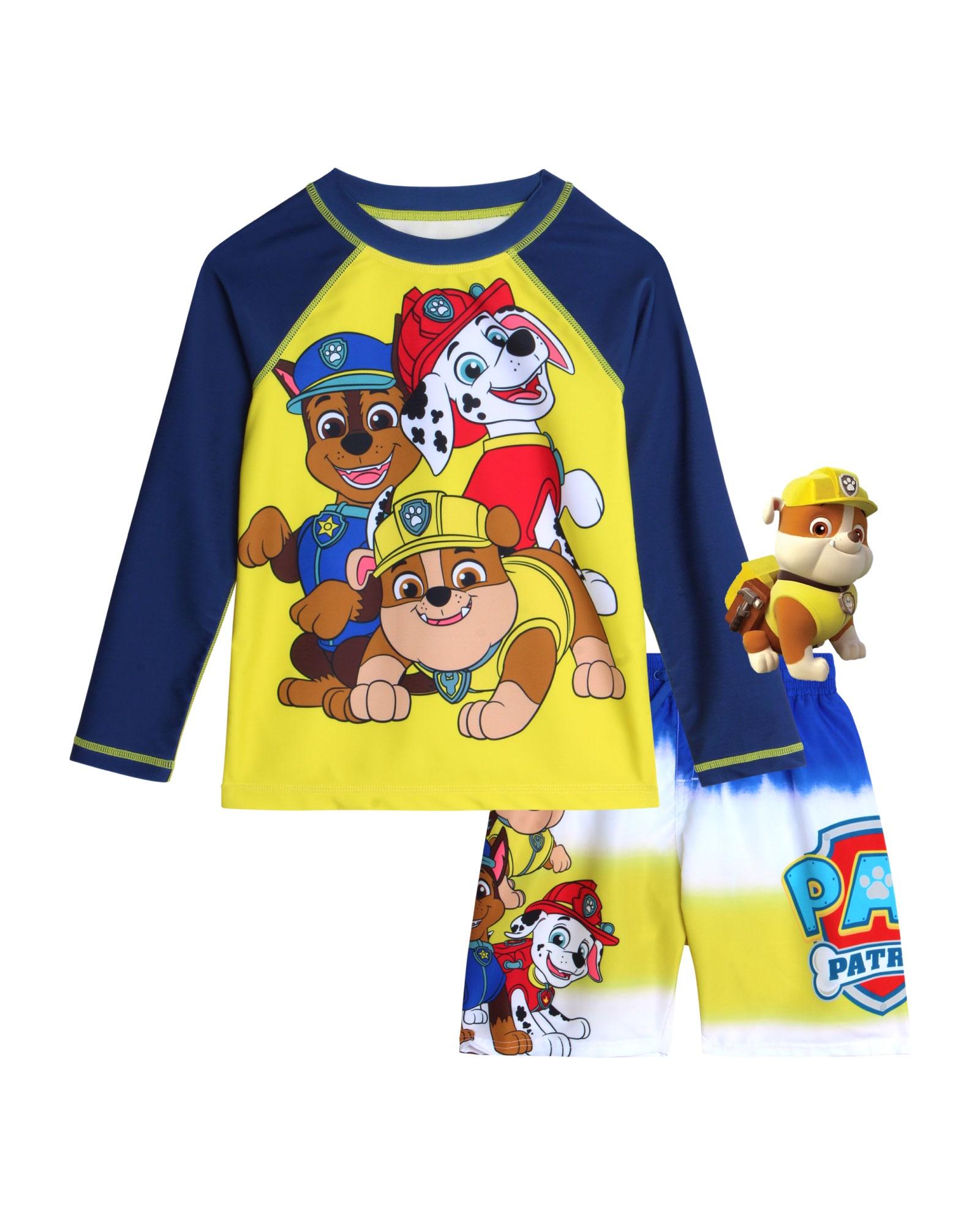 Nickelodeon Boys' Paw Patrol UPF 50+ Rash Guard Set - Chase, Marshall Swim Shirt and Trunks (2T ...