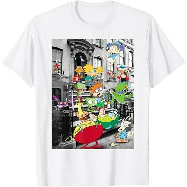 Nickelodeon Classic Nicktoons Hanging On Stoop T-Shirt - Walmart.com