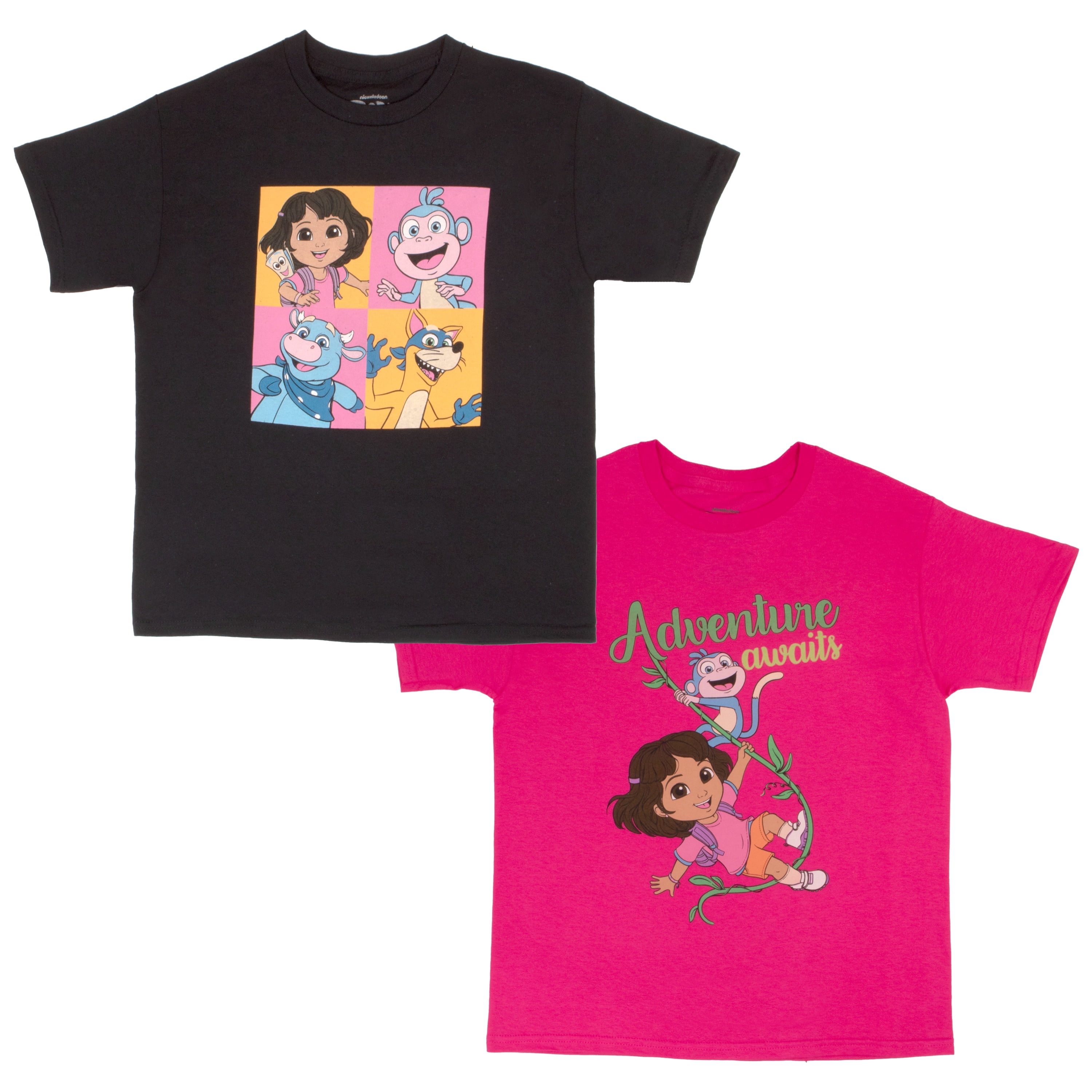 Nickelodeon Dora the Explorer Girls 2 Pack Short Sleeve T-shirt Set For ...