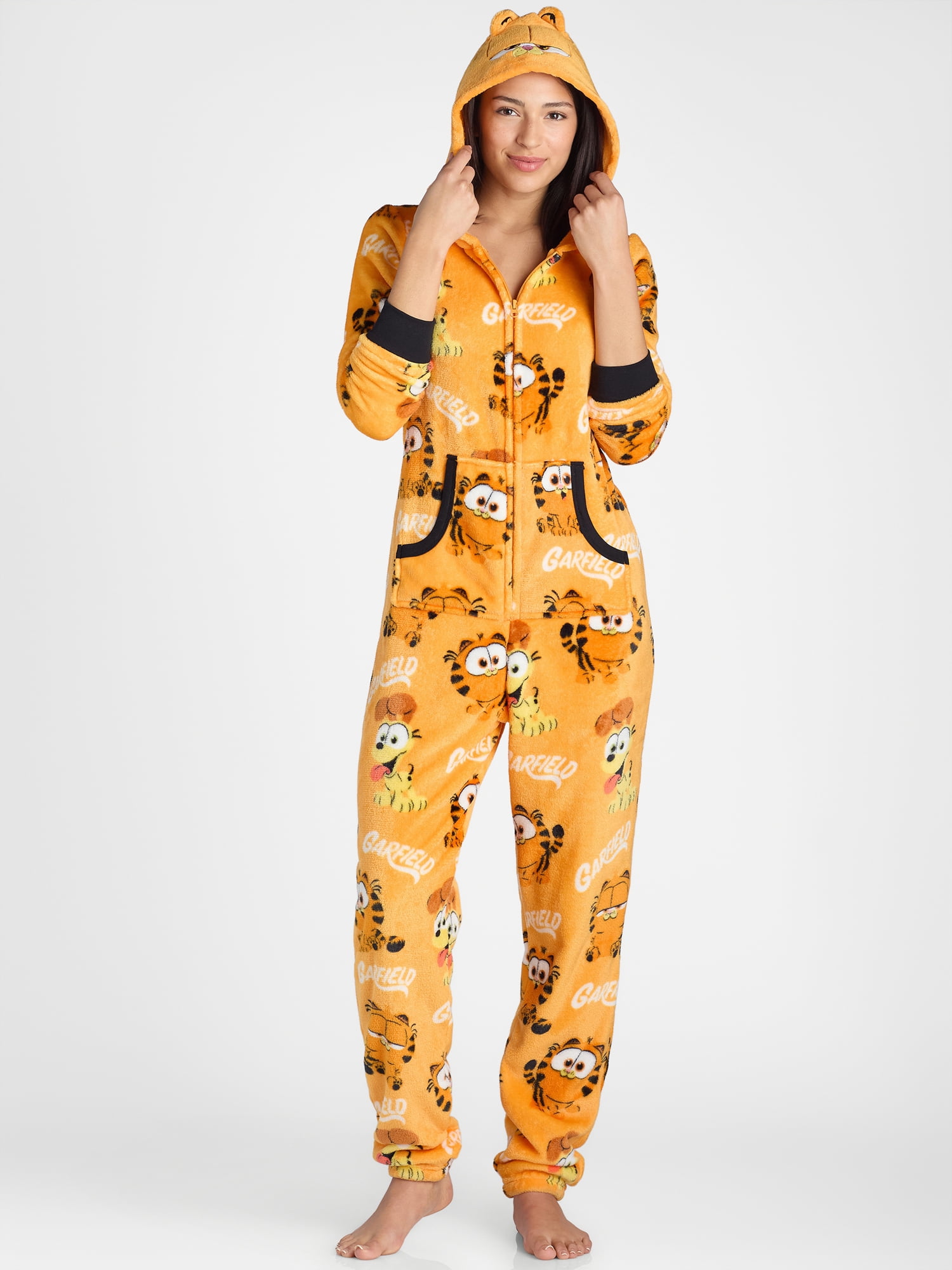 Nickelodeon Women’s Baby Garfield Union Suit with Hood, Sizes XS-3X ...