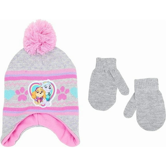Nickelodeon Girls' Toddler Paw Patrol Hat and Mittens Cold Weather Set ...
