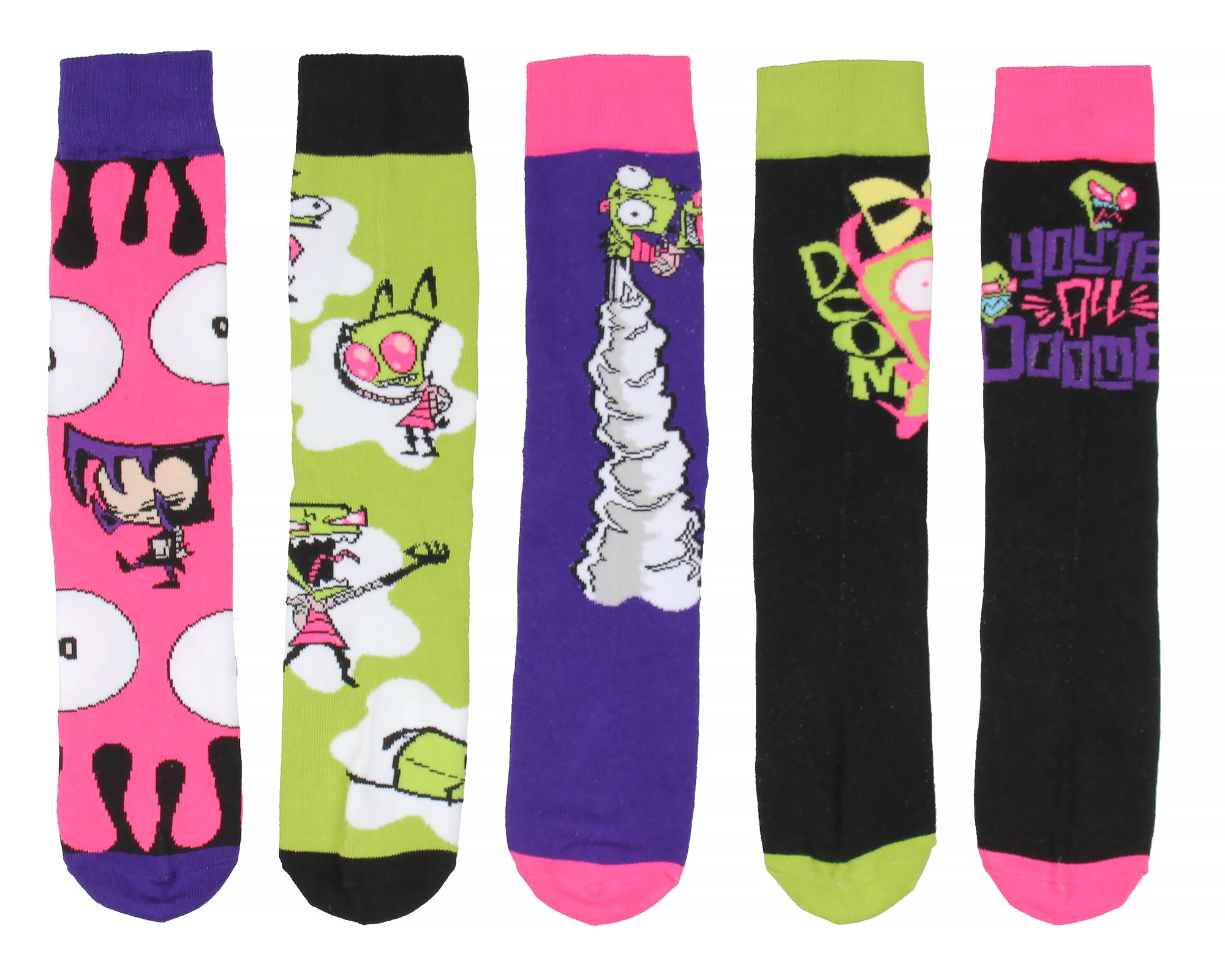 Invader Zim Crew Socks, Invader Zim Gir Grr Character Mid-Calf Crew ...