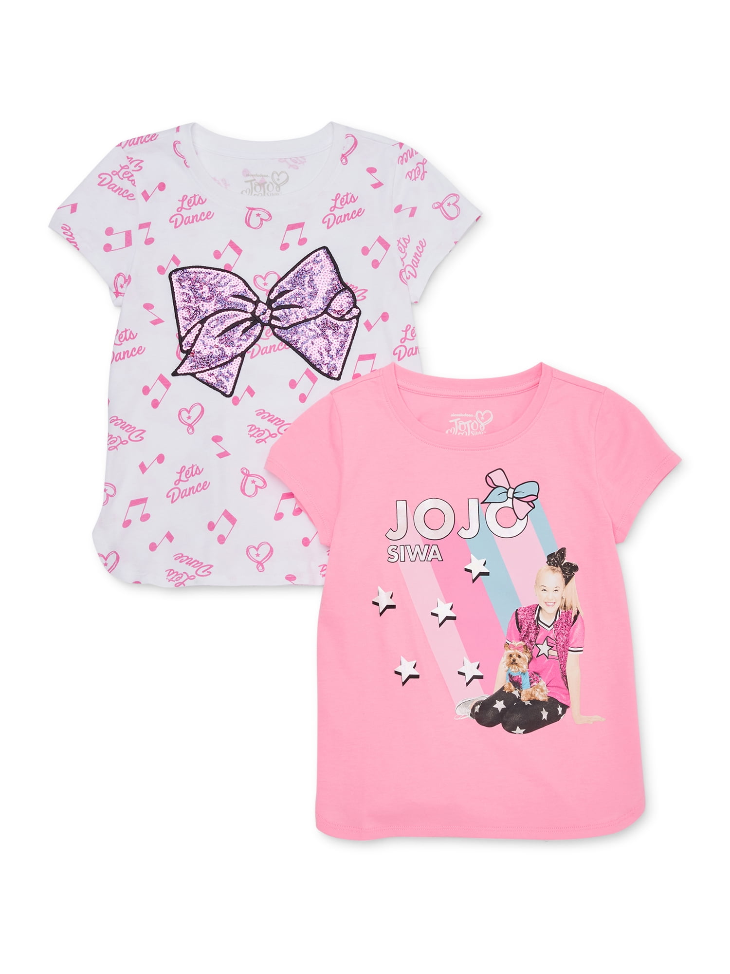 Nickelodeon JoJo Siwa Exclusive Girls Sequin Bow Graphic T-Shirts, 2 ...