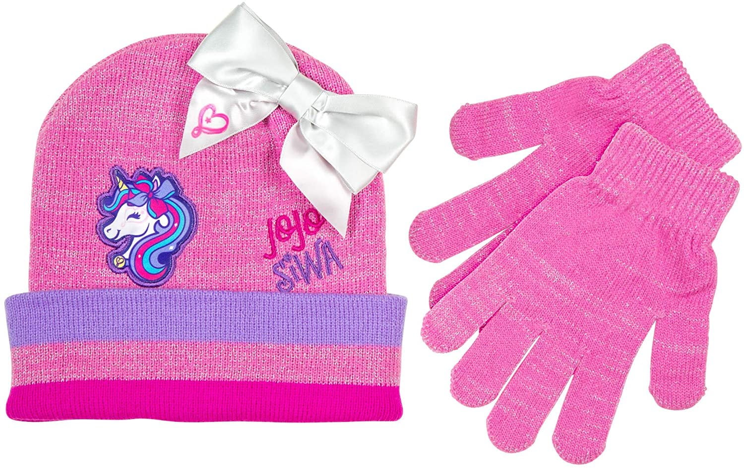 Nickelodeon JoJo Siwa Girls Beanie Hat and Glove Winter Set ages 4-7 ...