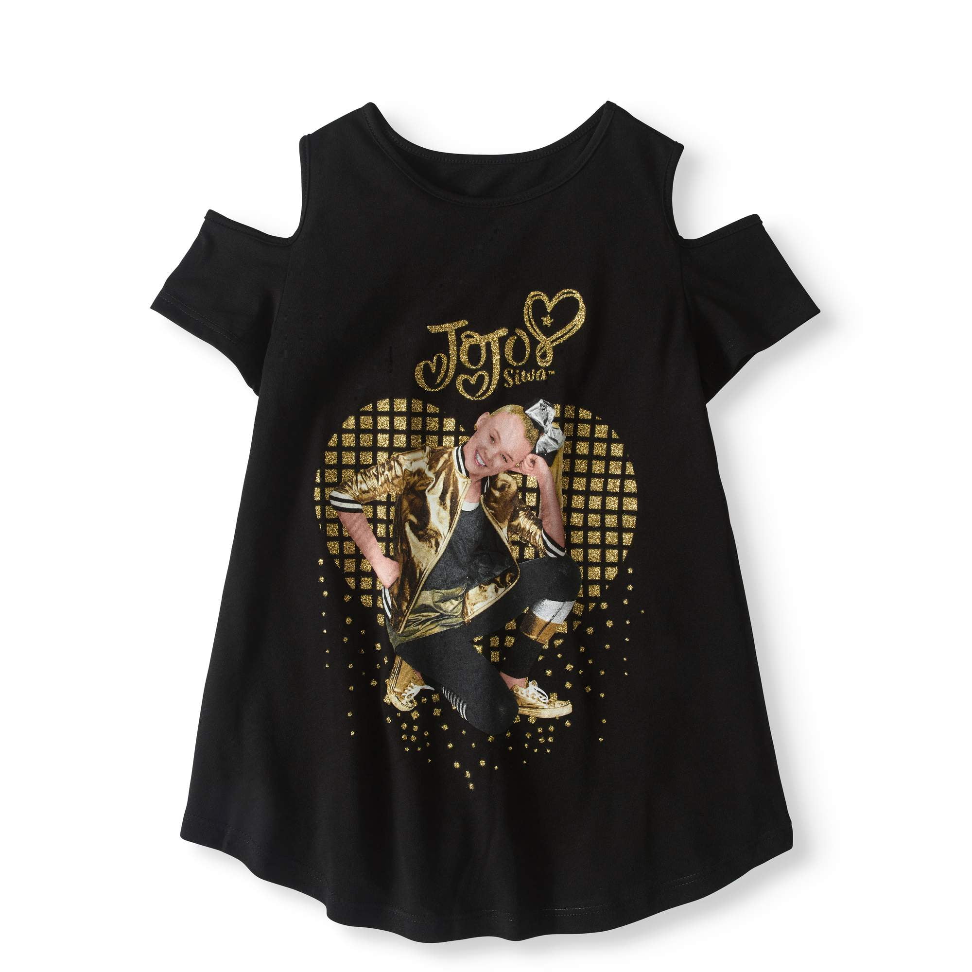 Nickelodeon JoJo Siwa Girls Glitter Graphic Cold Shoulder T-Shirt ...