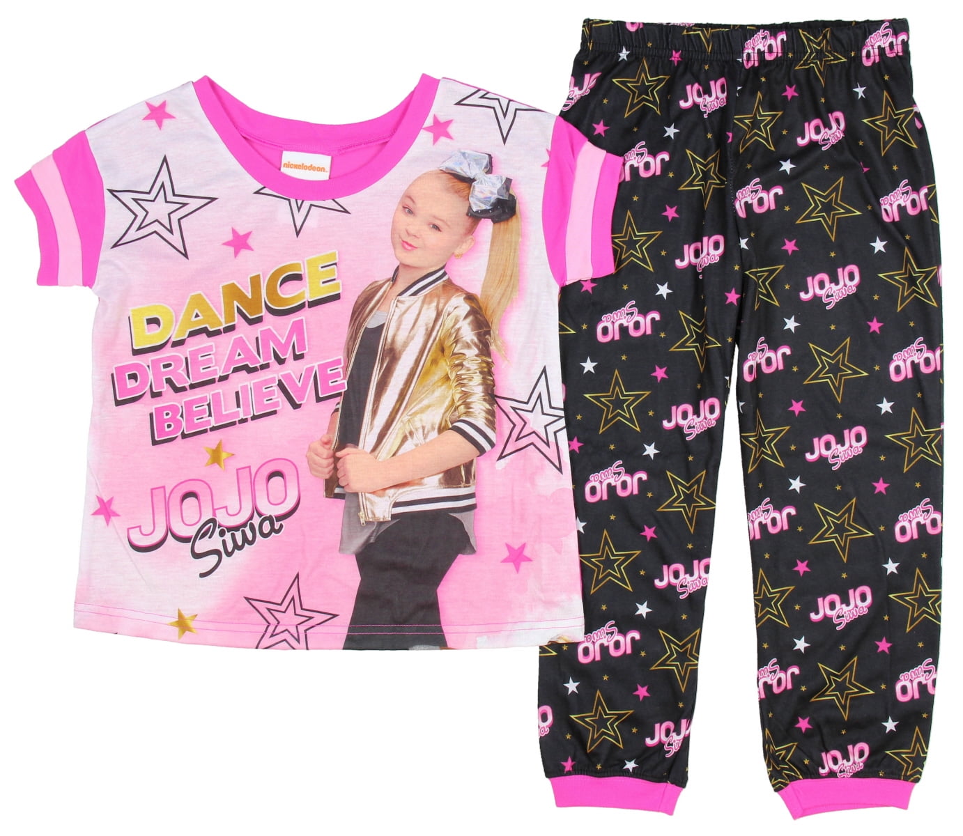 Nickelodeon Jojo Siwa Girls' Dance Dream Believe Jersey 2 Piece Pajama ...
