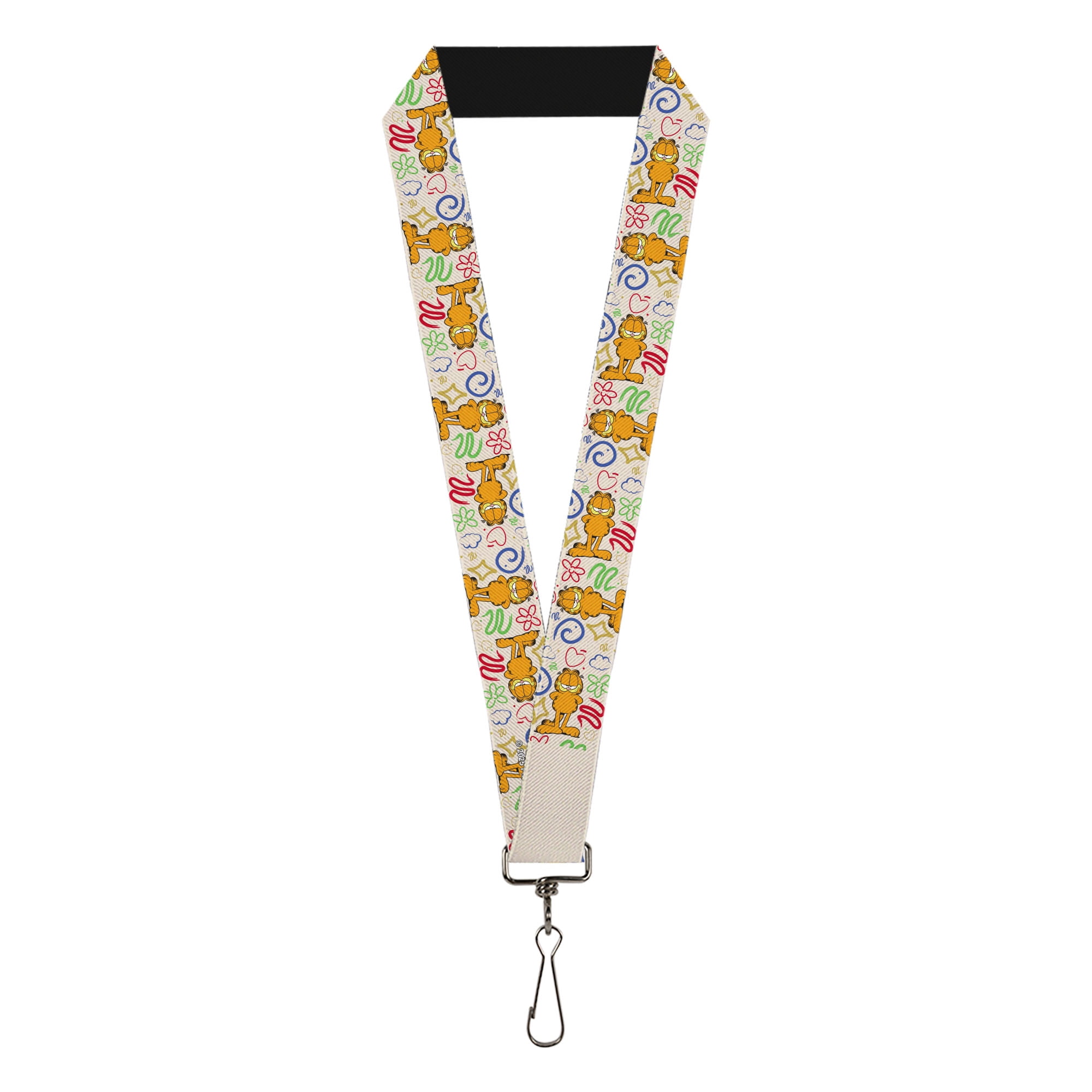 Nickelodeon Lanyard, Garfield Smiling Pose Flip Doodles Collage Multi ...
