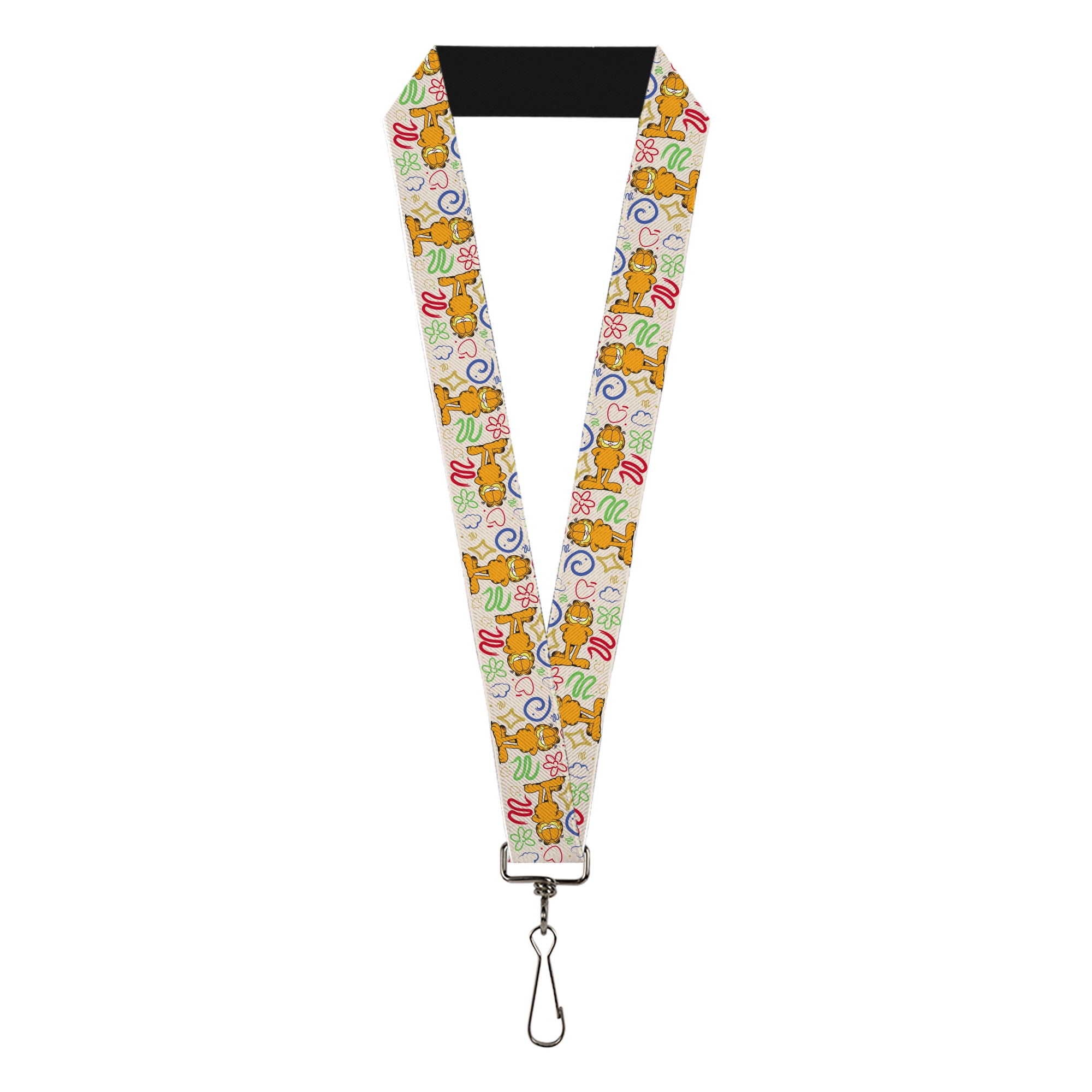 Nickelodeon Lanyard, Garfield Smiling Pose Flip Doodles Collage Multi ...