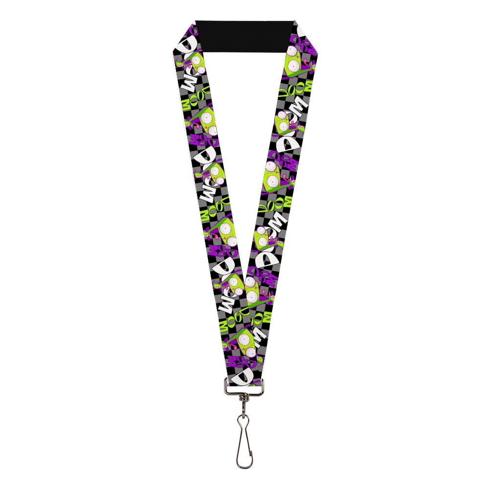 Nickelodeon Lanyard, Invader Zim GIR Doom Pose Checker Black Gray ...