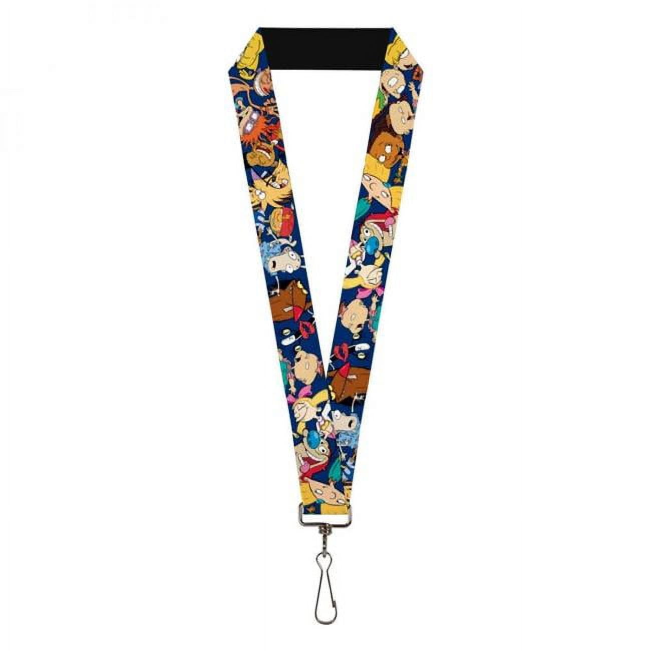 Nickelodeon Lanyard, Nick 90s Rewind Character Poses Navy Blue, Elastic ...