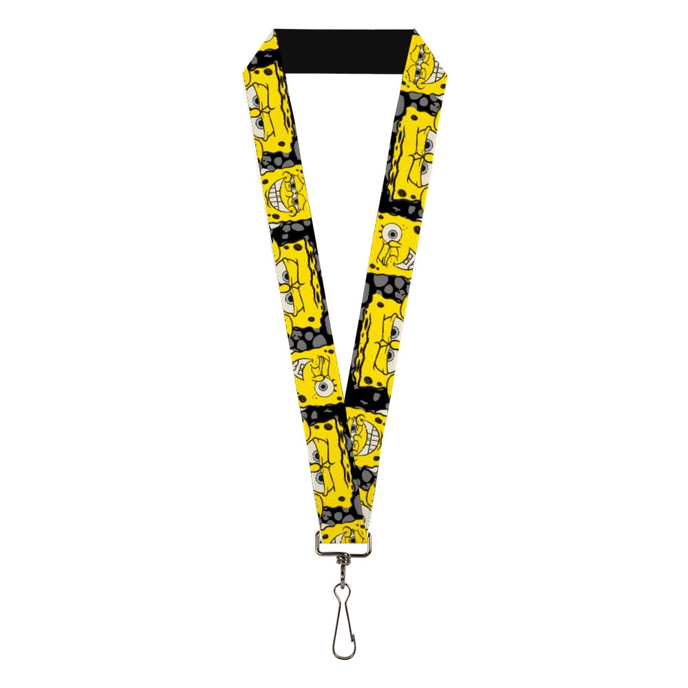 Nickelodeon Lanyard, SpongeBob Close Up Expressions Crackle Black Gray ...