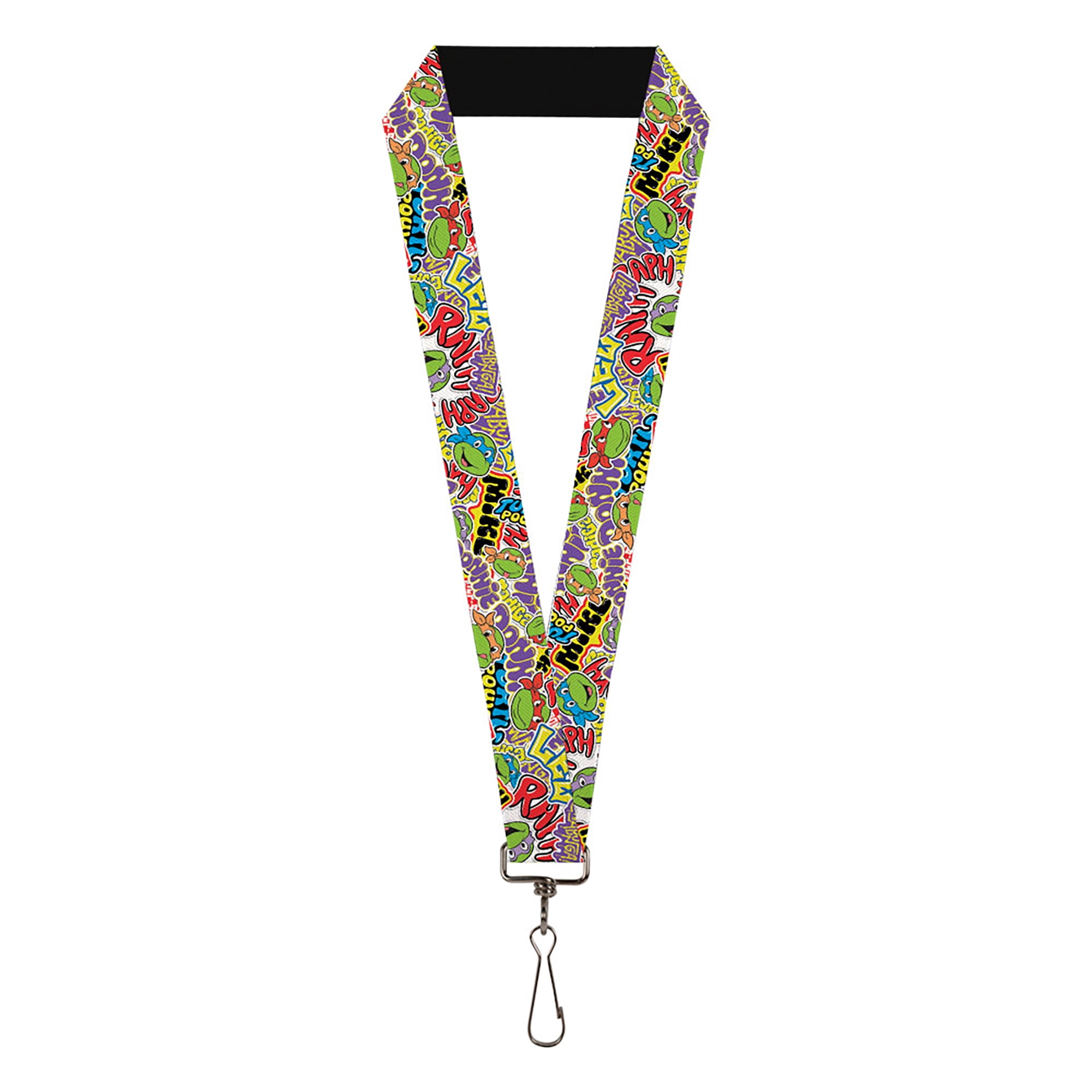 Nickelodeon Lanyard, Teenage Mutant Ninja Turtles Sticker Slaps White Multi Color, Elastic ...