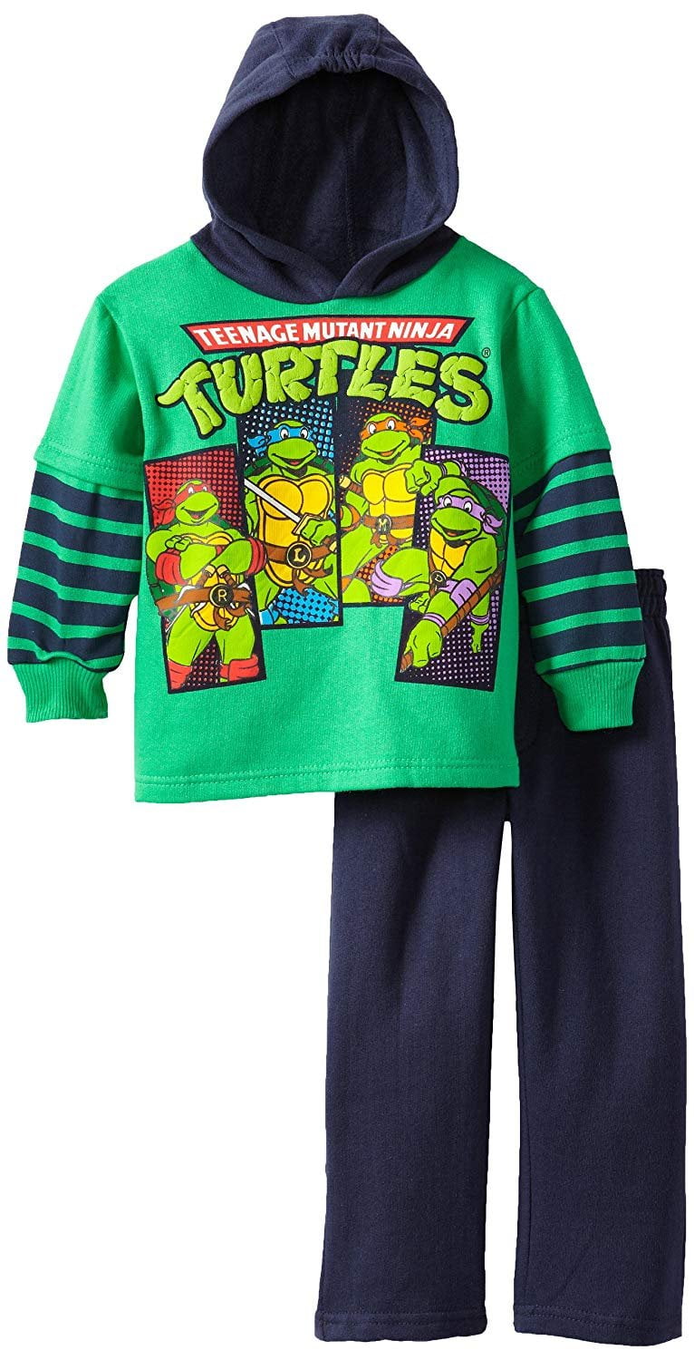Nickelodeon Little Boys' Ninja Turtles 2 Piece Pulloverhood and Pant ...