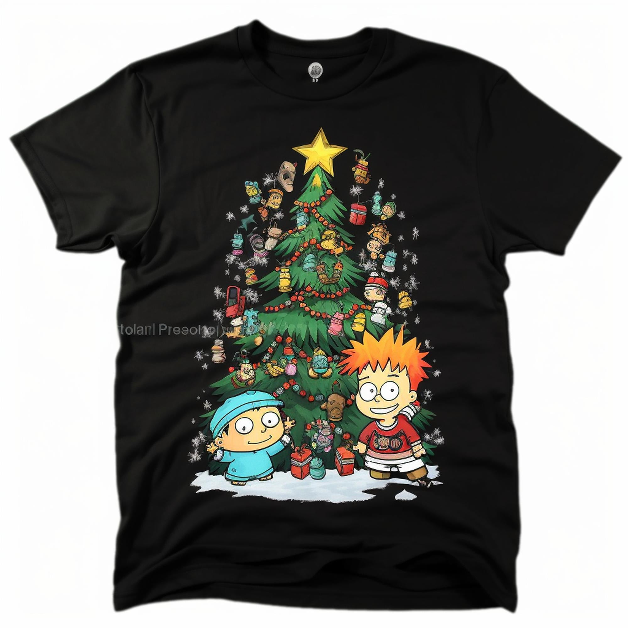 Nickelodeon Men's Rugrats Shirt Christmas Tree New Cotton Black Tee XS ...