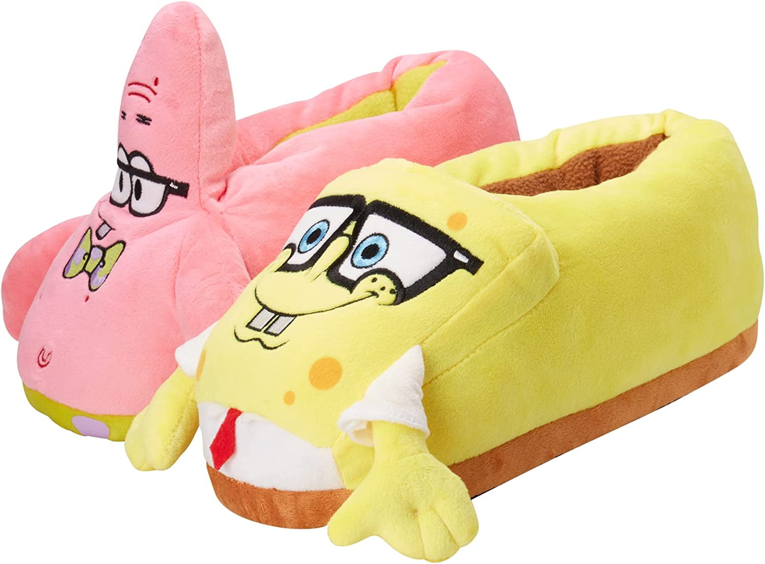 Nickelodeon Men's Slippers - SpongeBob and Patrick 3D Fuzzy Slippers ...