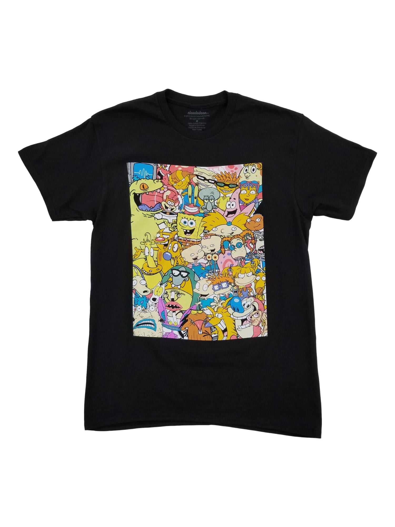 Nickelodeon Mens Black Nicktoons Rugrats Rocko SpongeBob CatDog T-Shirt ...