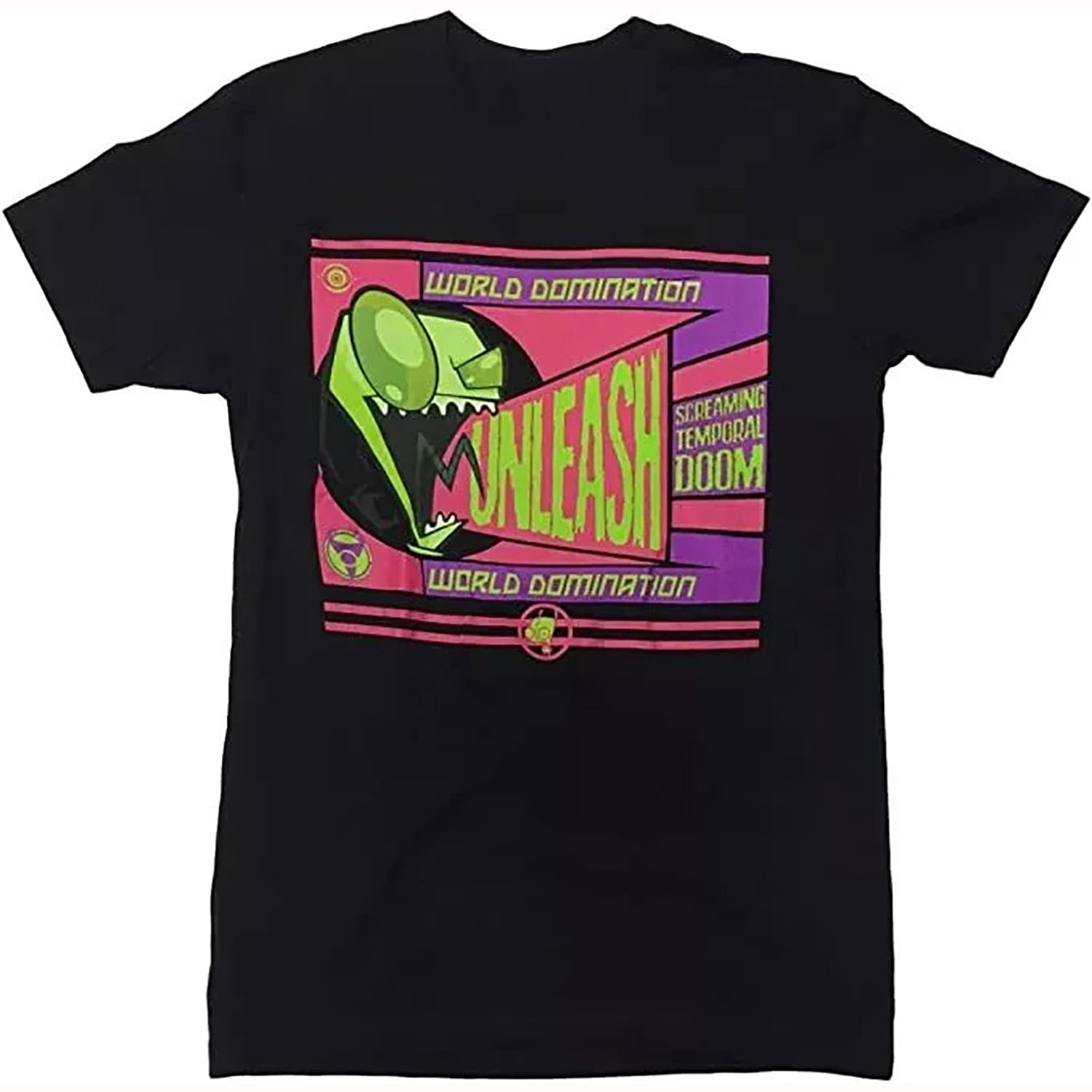 Nickelodeon Mens Invader Zim World Domination Crew Neck T-Shirt Black ...