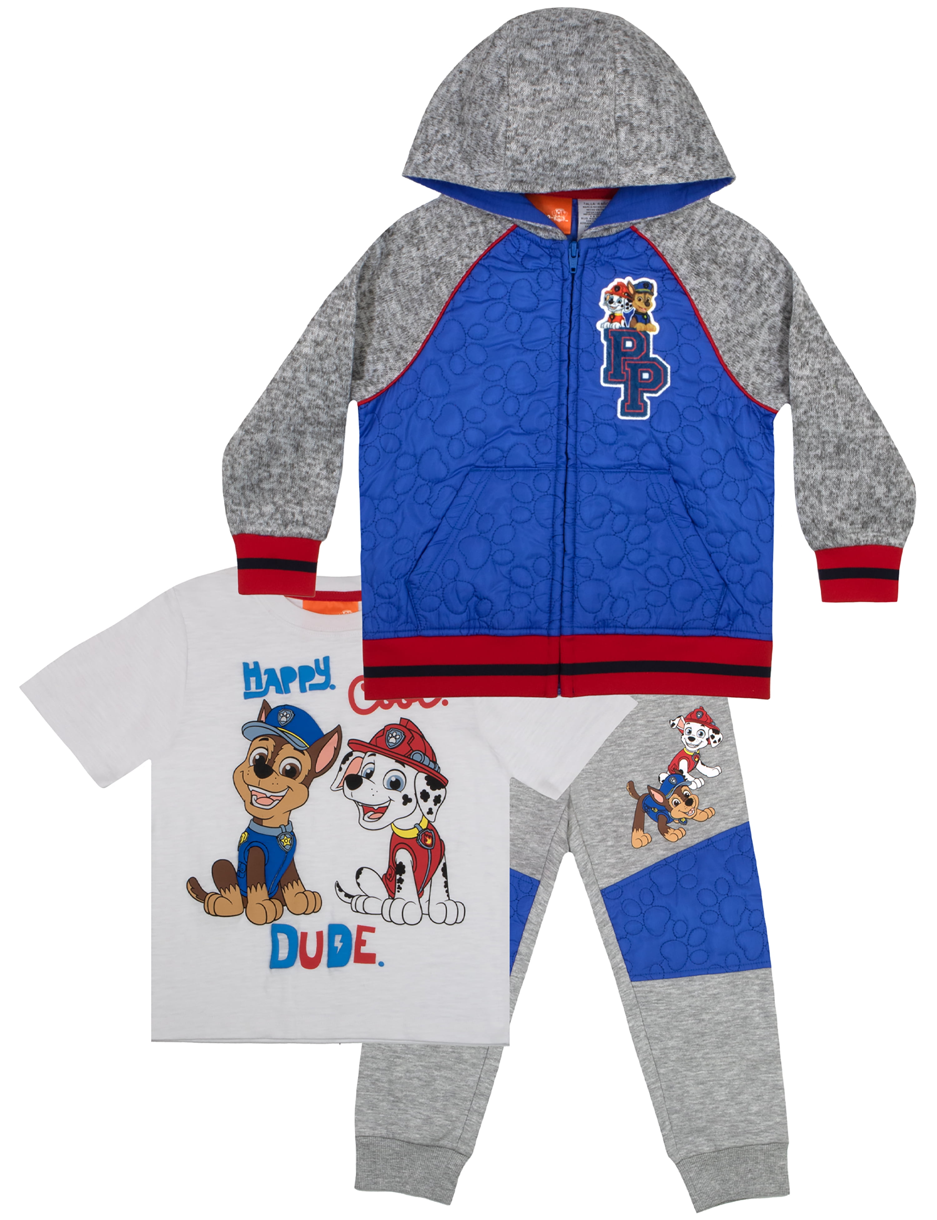 Nickelodeon Paw Patrol Boys, Hoodie, Graphic Shirt, and Fleece Pants, 3-Pack Clothes Set (Sizes ...
