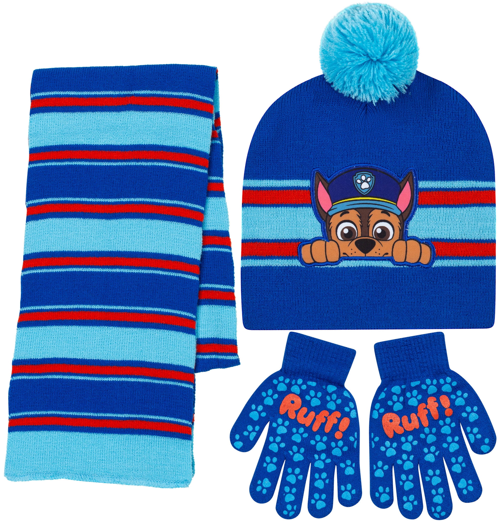 Nickelodeon Kids Paw Patrol Chase Hat, Scarf, Glove Set, Boys 4-14 ...