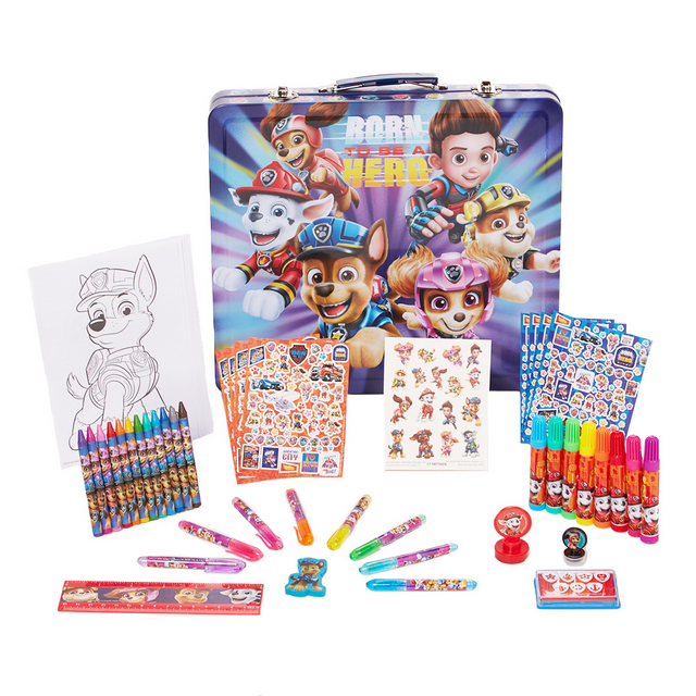 Nickelodeon Paw Patrol Kids Art Kit with Carrying Tin Gel Pens Markers ...
