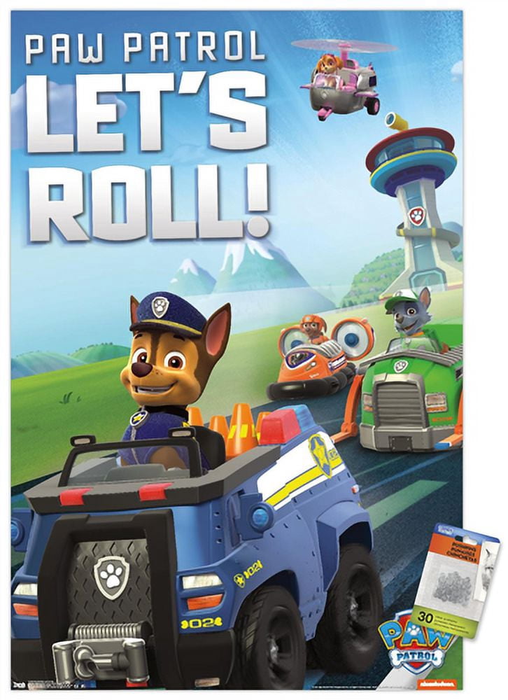 Nickelodeon Paw Patrol - Let's Roll Wall Poster with Push Pins, 22.375 ...