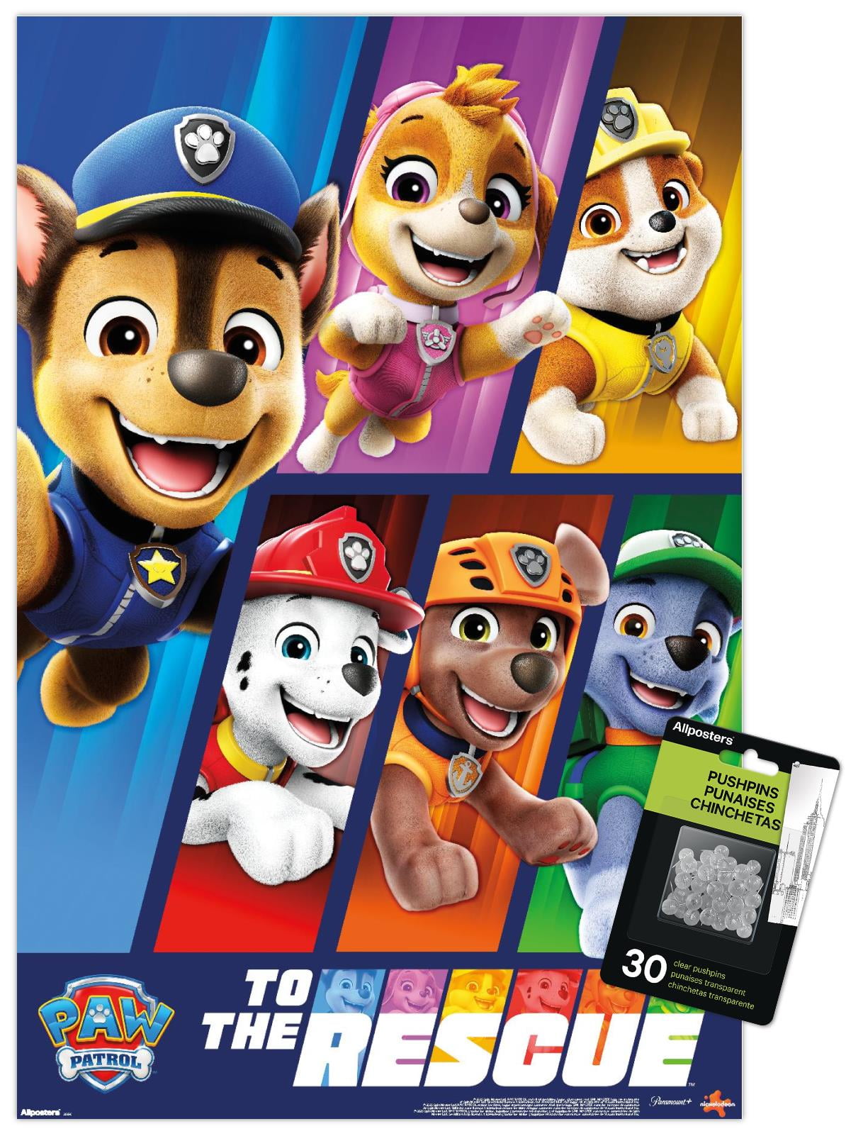 Nickelodeon Paw Patrol - To The Rescue Wall Poster with Push Pins, 14. ...