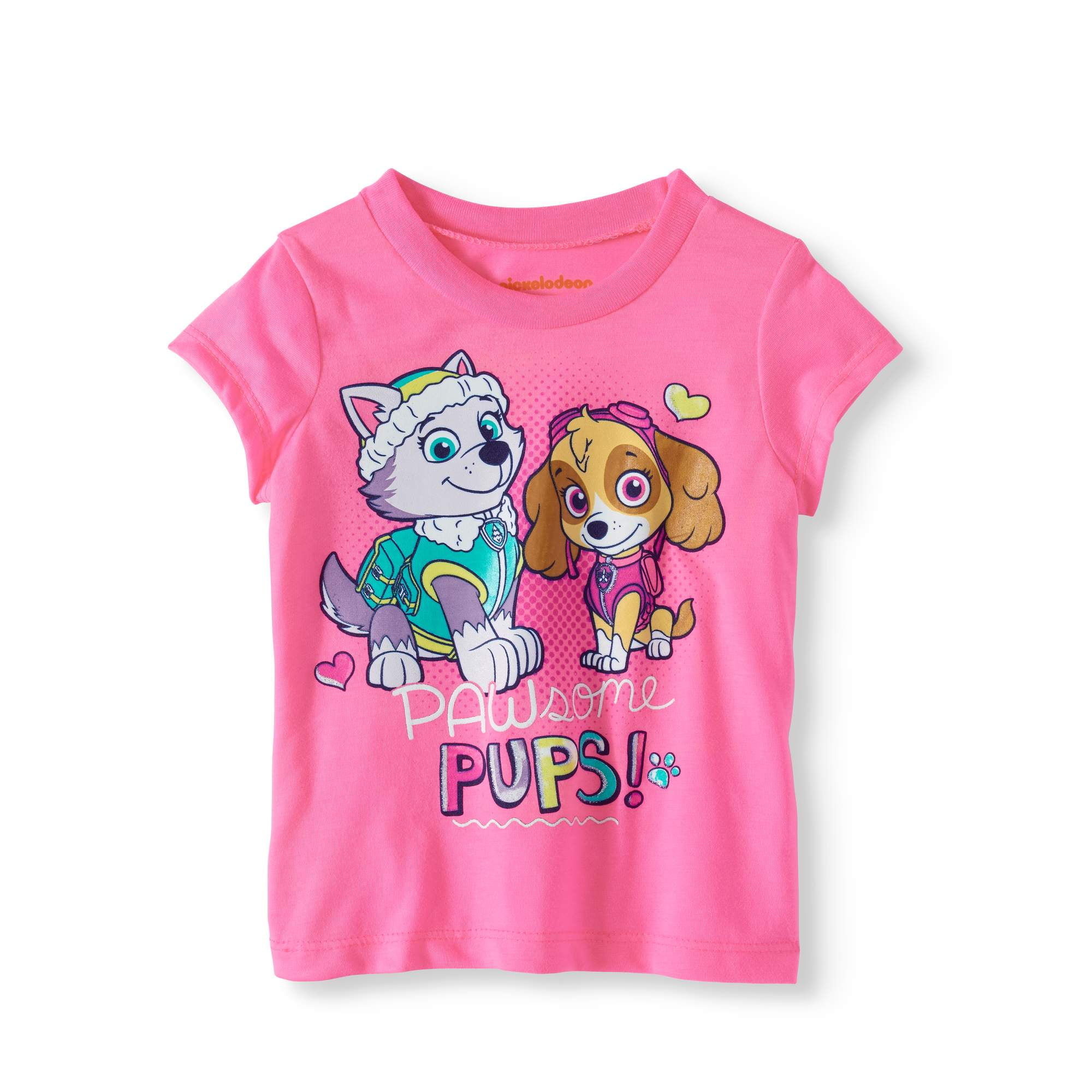 Nickelodeon Paw Patrol Toddler Girl Pawsome Pups Pink T-Shirt - Walmart.com