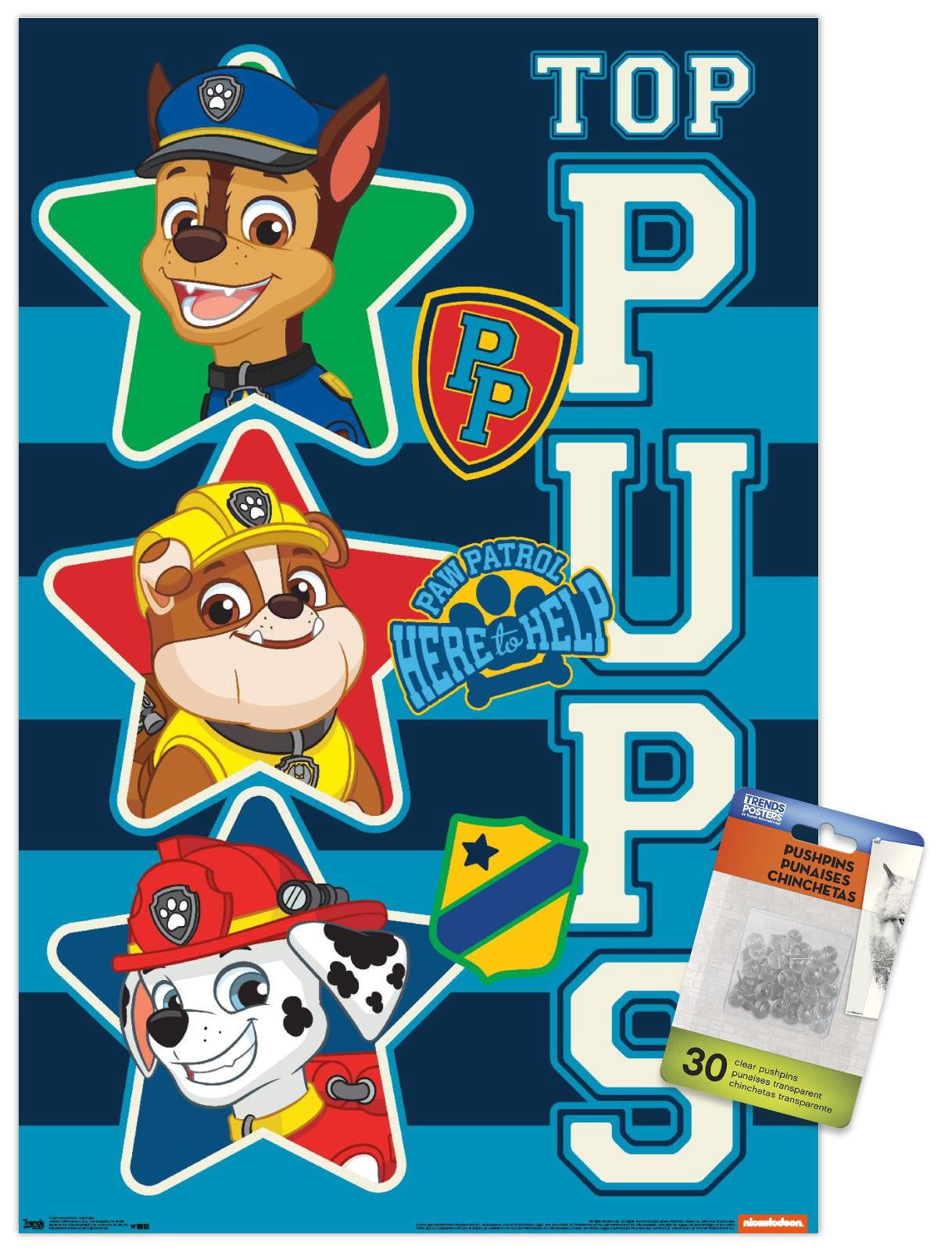 Nickelodeon Paw Patrol - Top Pups Wall Poster with Push Pins, 14.725" x ...
