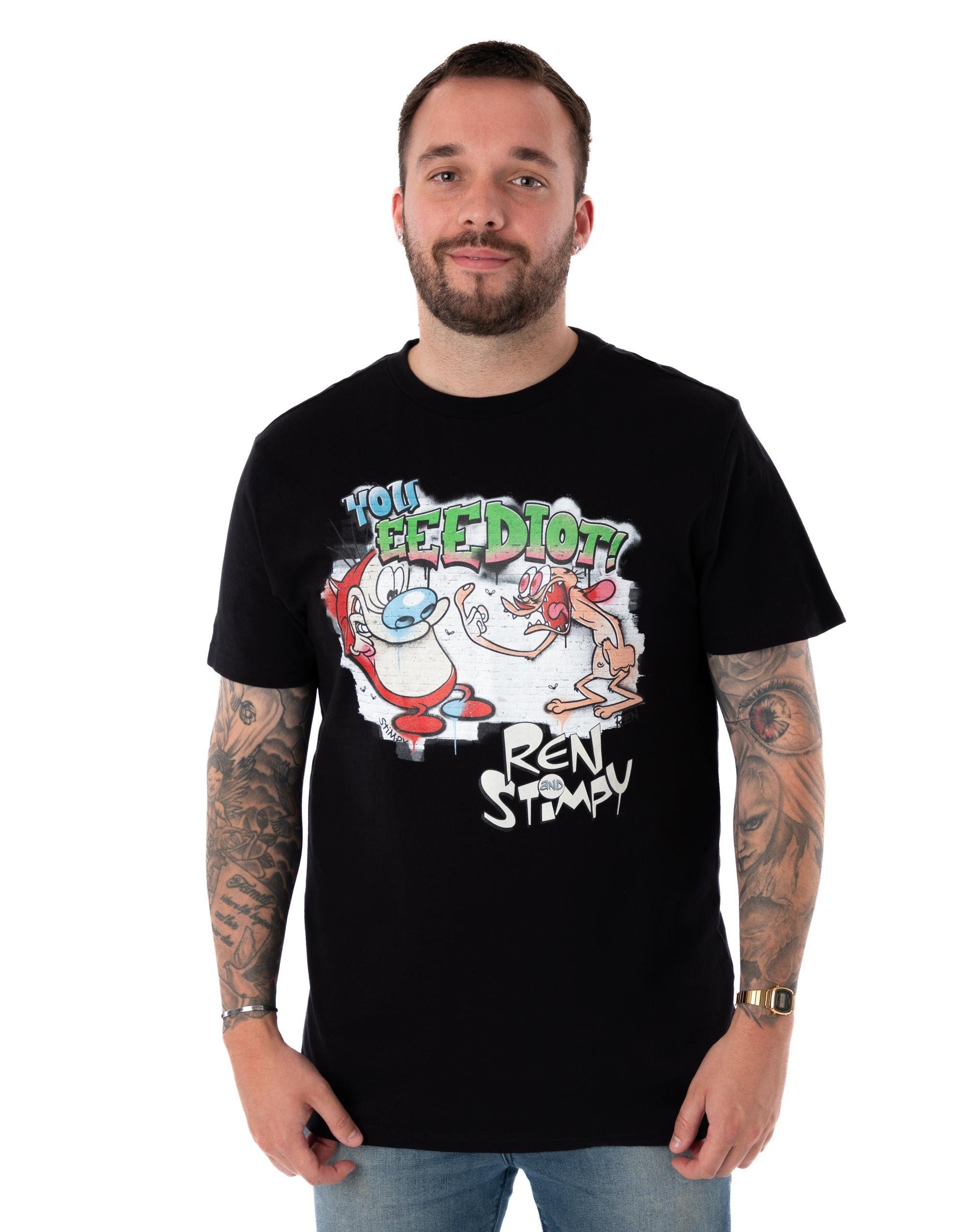 Nickelodeon Ren And Stimpy Adults Tee Shirt, Size S, Tee Black New ...