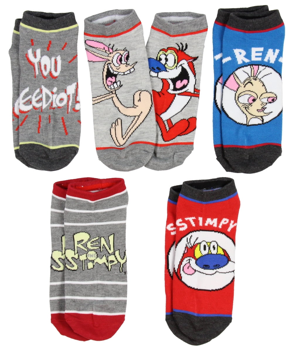 Nickelodeon Ren and Stimpy Cartoon Character Ankle No Show Socks For ...