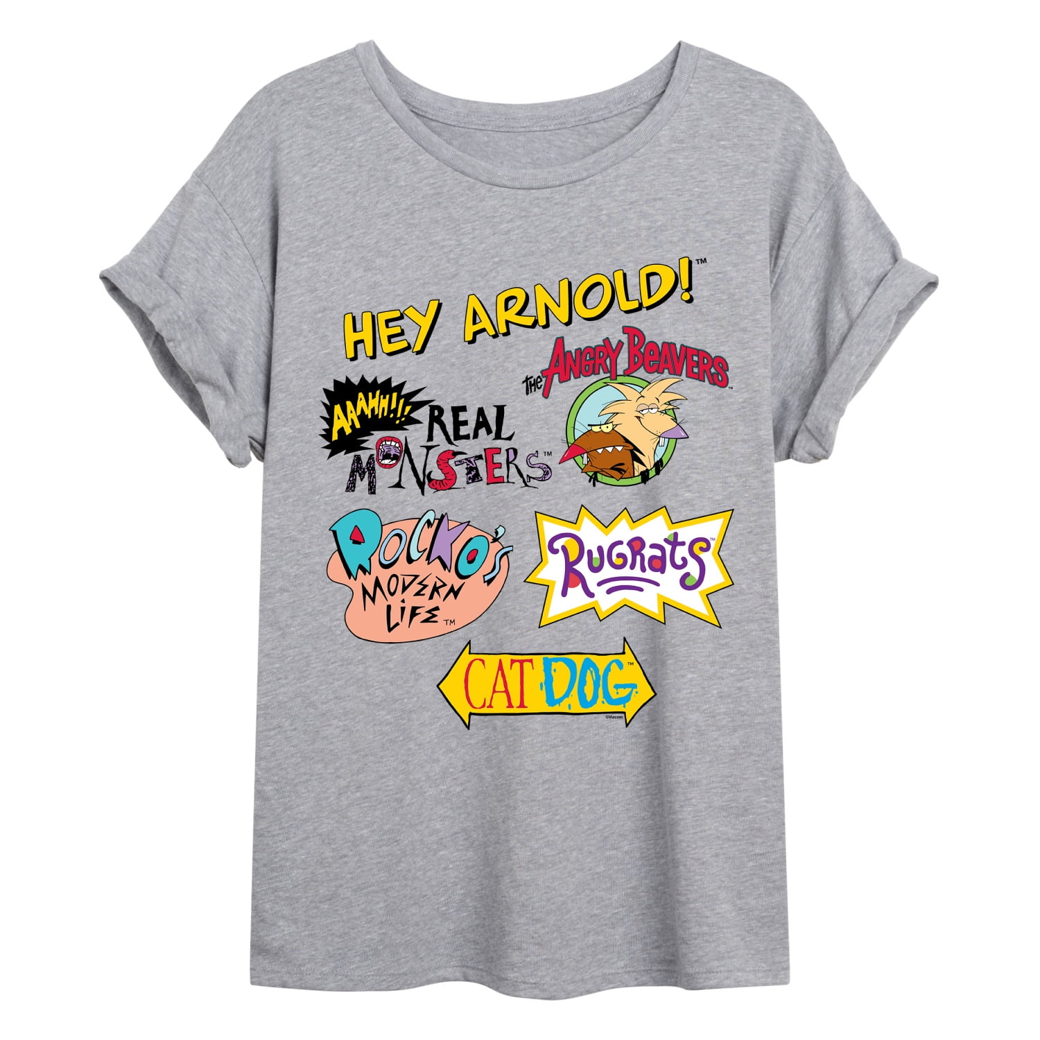 Nickelodeon - Retro Nick Logos - Women's Oversized Graphic T-Shirt ...