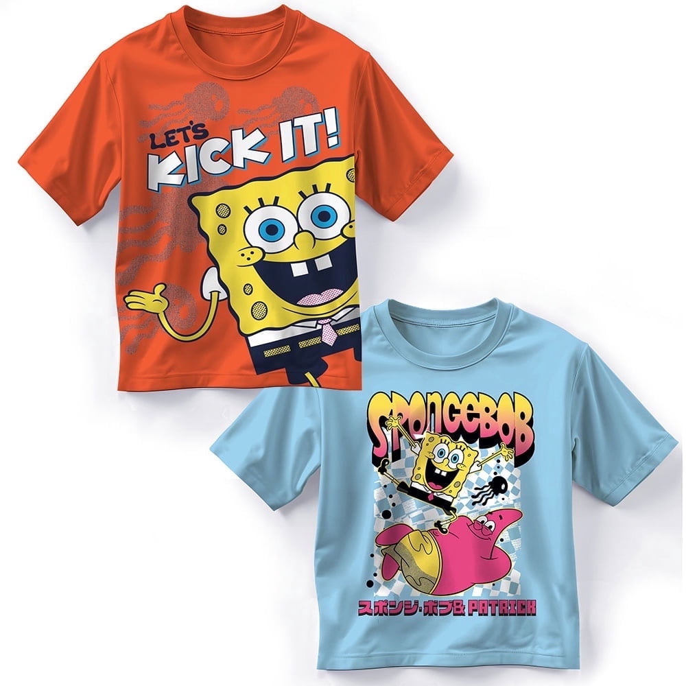 Nickelodeon SpongeBob SquarePants Boys 2-Pack Short Sleeve Crewneck ...