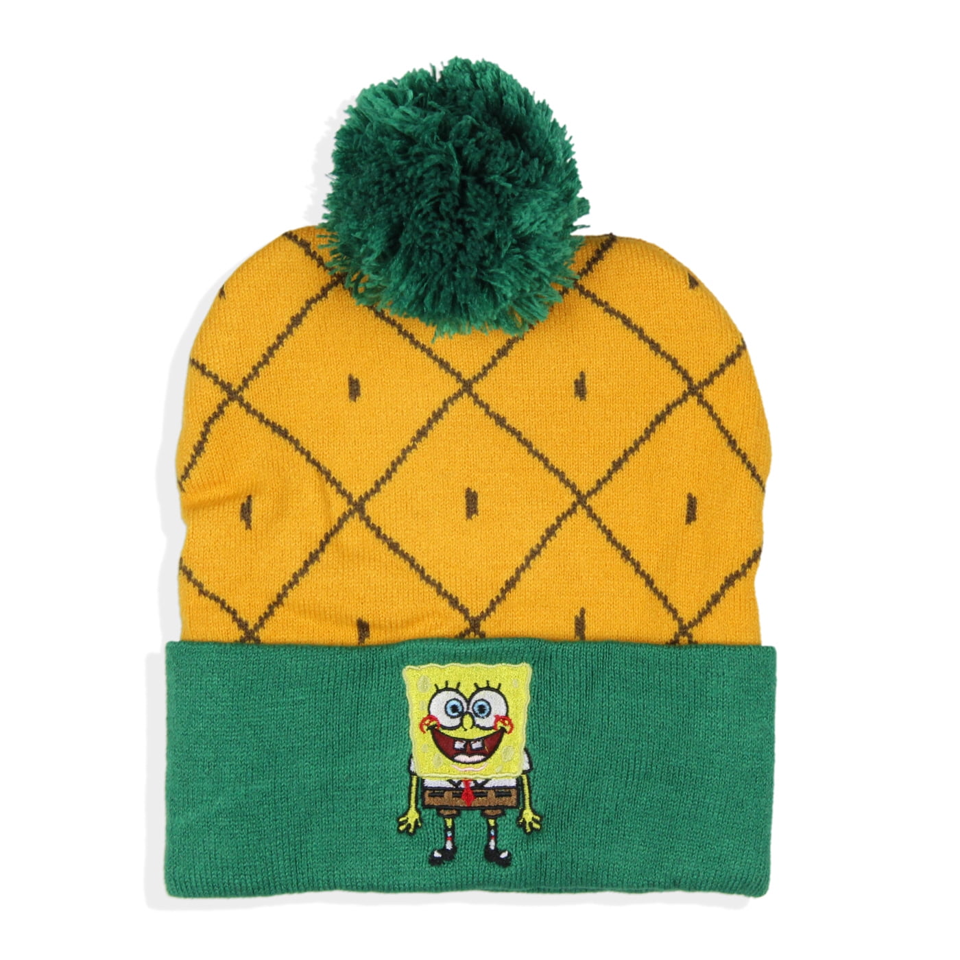 Nickelodeon Spongebob Squarepants Embroidered Character Pineapple Cuff Pom Beanie Hat