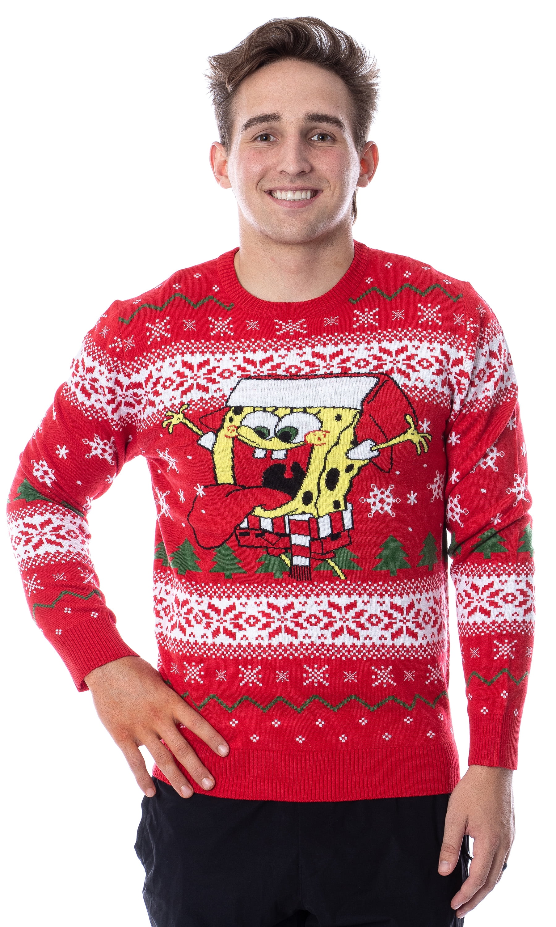 Nickelodeon SpongeBob SquarePants Men's Snowflake Catching Ugly ...