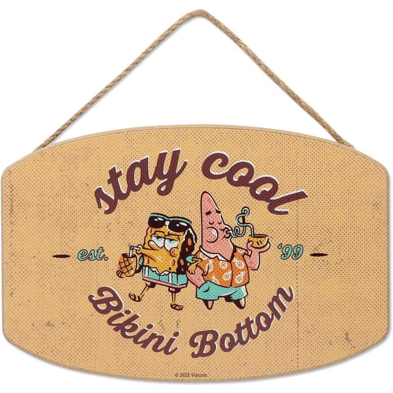 Nickelodeon SpongeBob SquarePants Stay Cool Bikini Bottom Hanging Wood ...