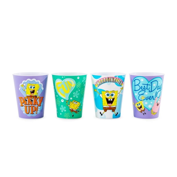 Nickelodeon SpongeBob SquarePants 4-Piece Plastic Mini Cups | Each Hold ...