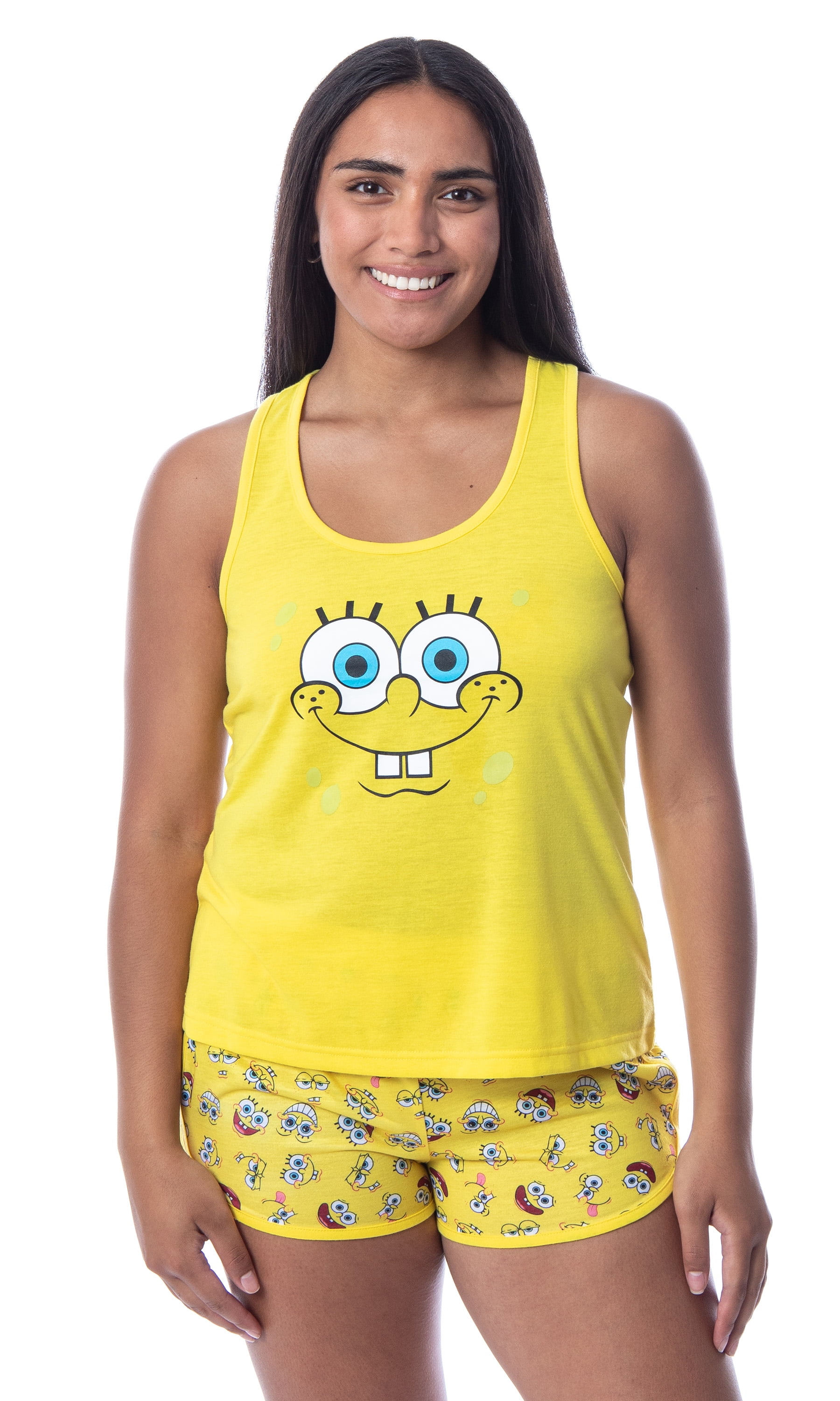 Nickelodeon SpongeBob SquarePants Faces Women's 2 Piece Pajama Set Tank ...