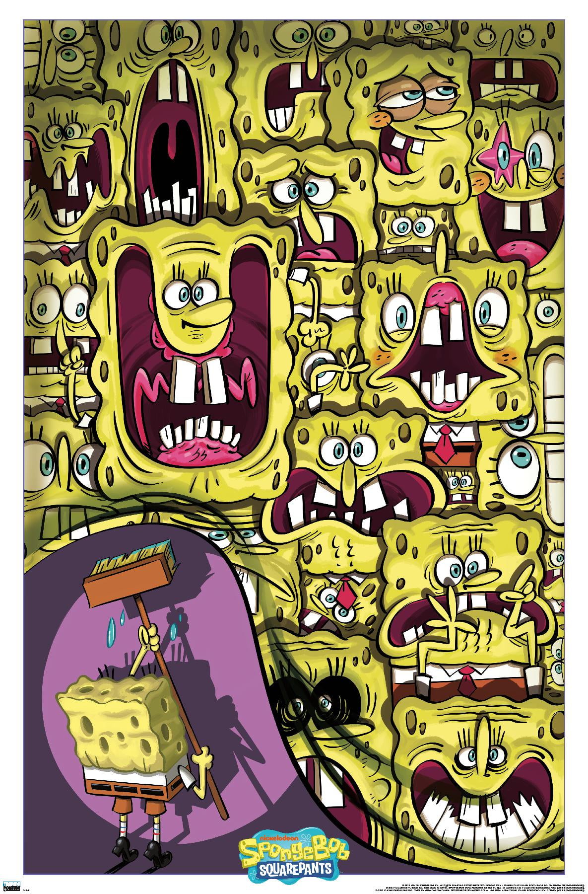 Nickelodeon Spongebob 25th - Faces Wall Poster, 14.725" x 22.375 ...