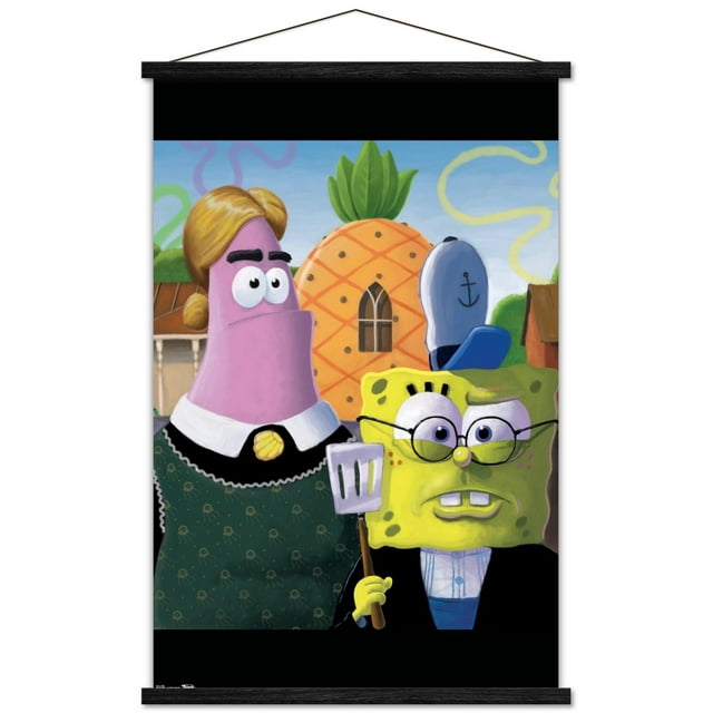 Nickelodeon Spongebob - American Gothic Wall Poster with Wooden ...