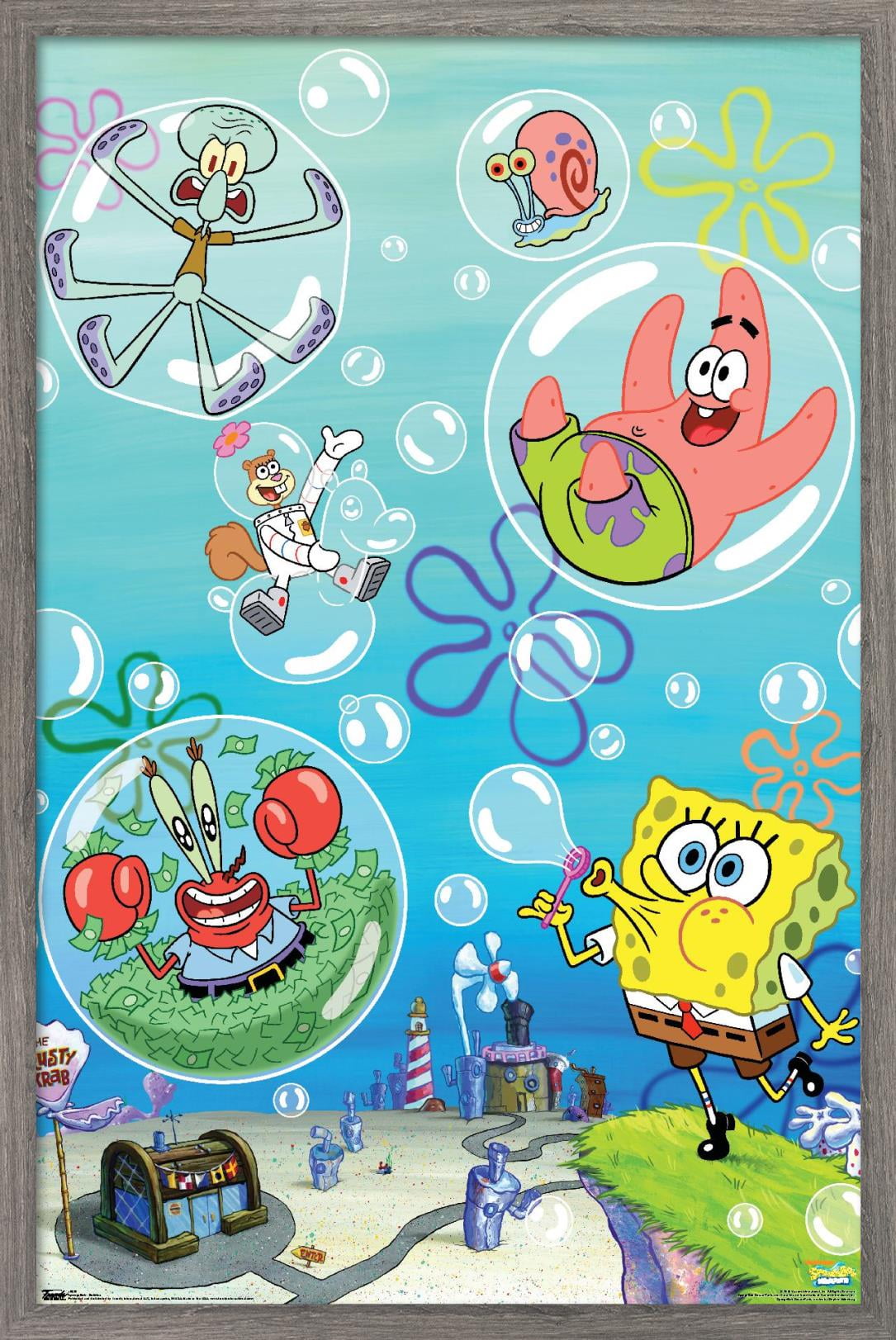 Nickelodeon Spongebob - Bubbles Wall Poster, 14.725" x 22.375", Framed ...