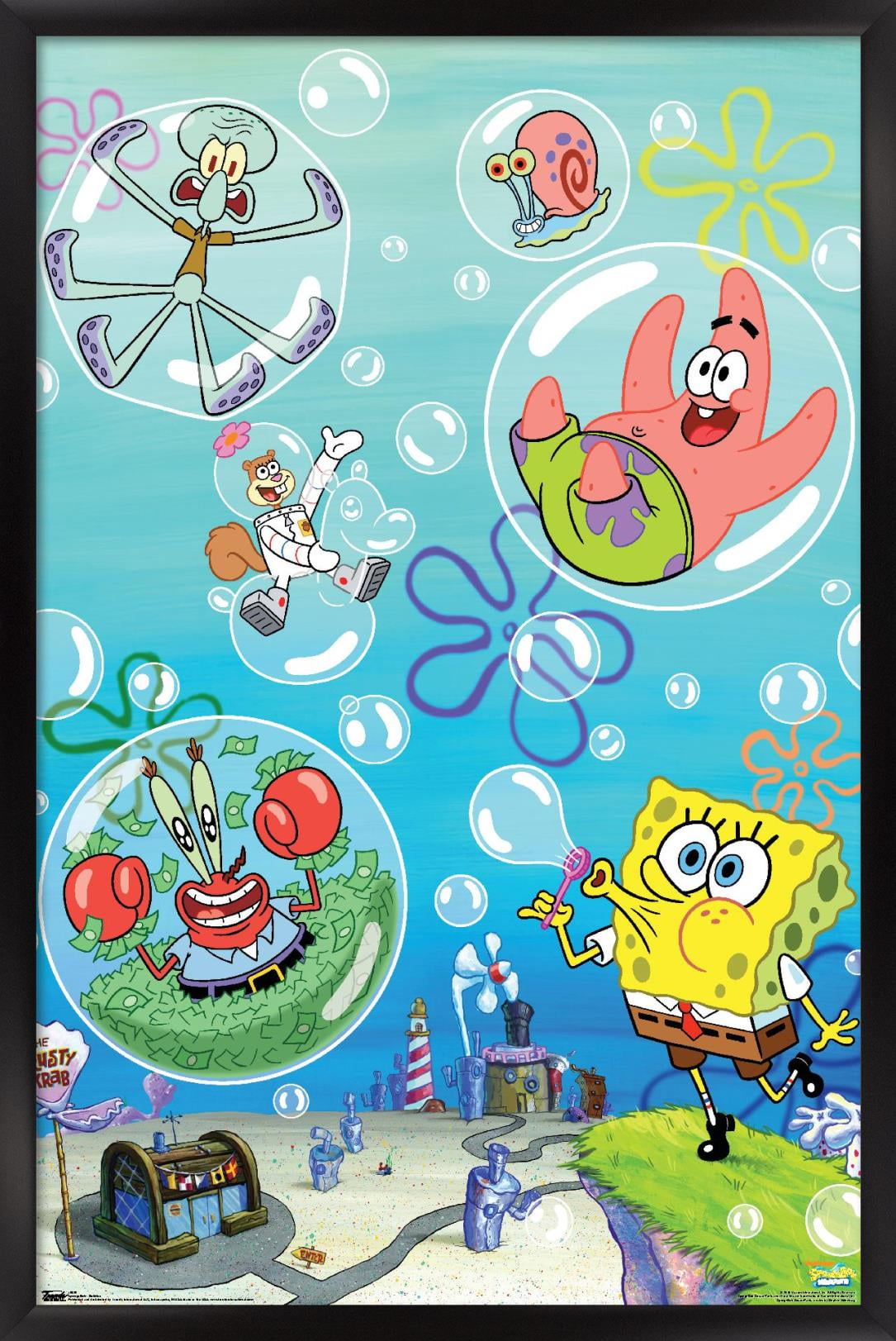 Nickelodeon Spongebob - Bubbles Wall Poster, 22.375" x 34", Framed ...
