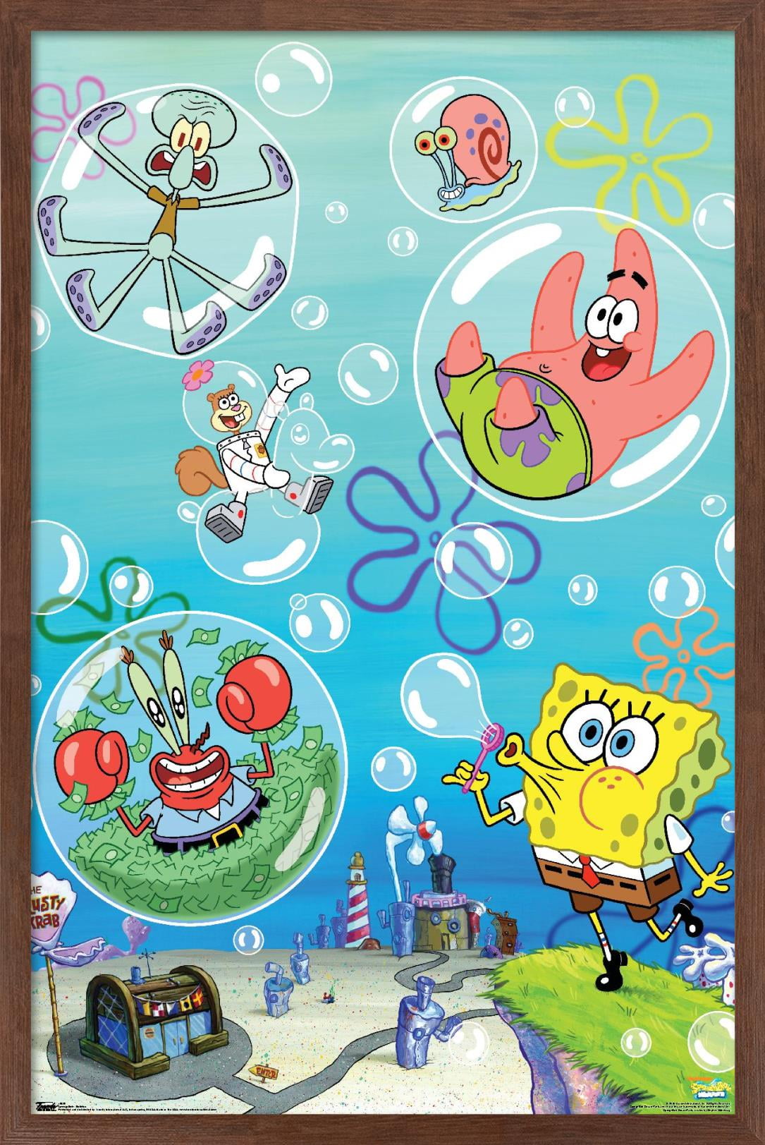 Nickelodeon Spongebob - Bubbles Wall Poster, 22.375" x 34", Framed ...