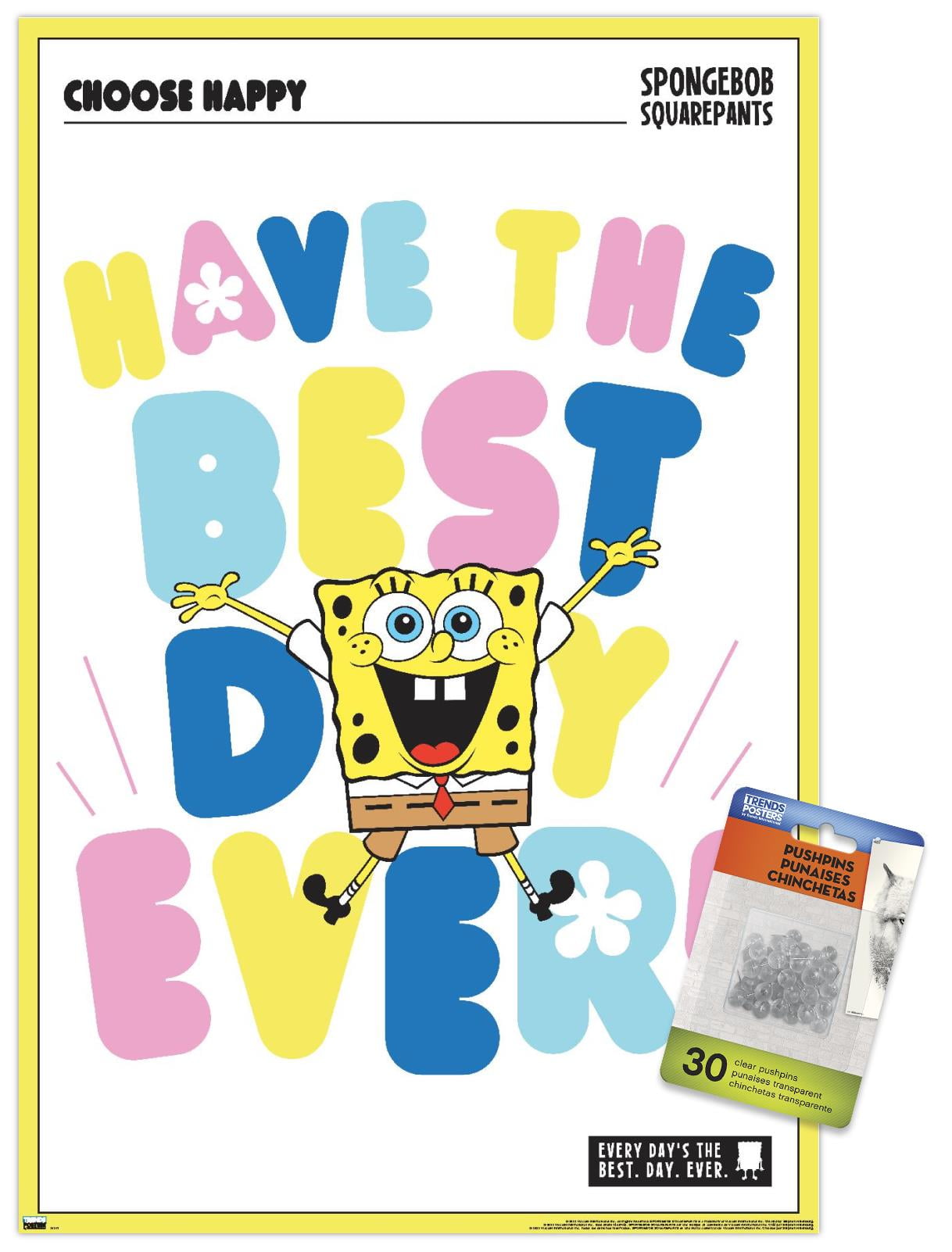 Nickelodeon Spongebob - Choose Happy Wall Poster with Push Pins, 14.725 ...