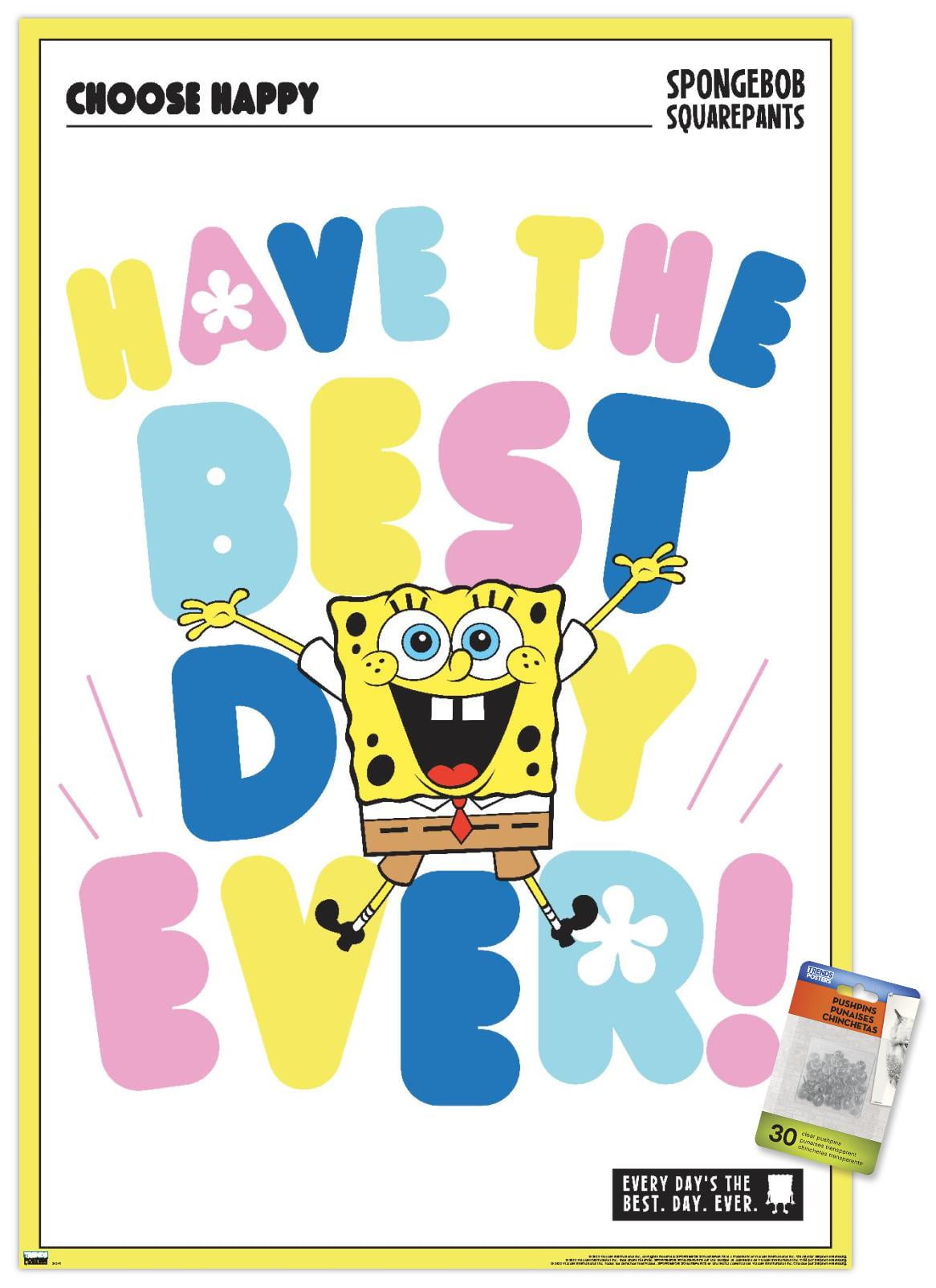 Nickelodeon Spongebob - Choose Happy Wall Poster with Push Pins, 22.375 ...