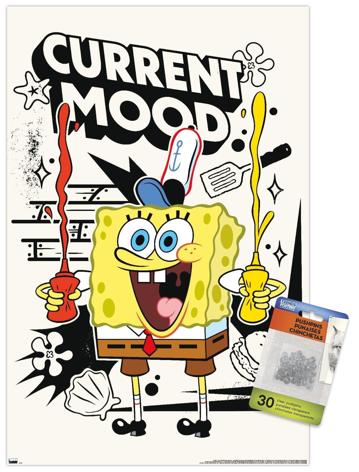 Nickelodeon Spongebob - Current Mood Wall Poster with Push Pins, 14.725 ...