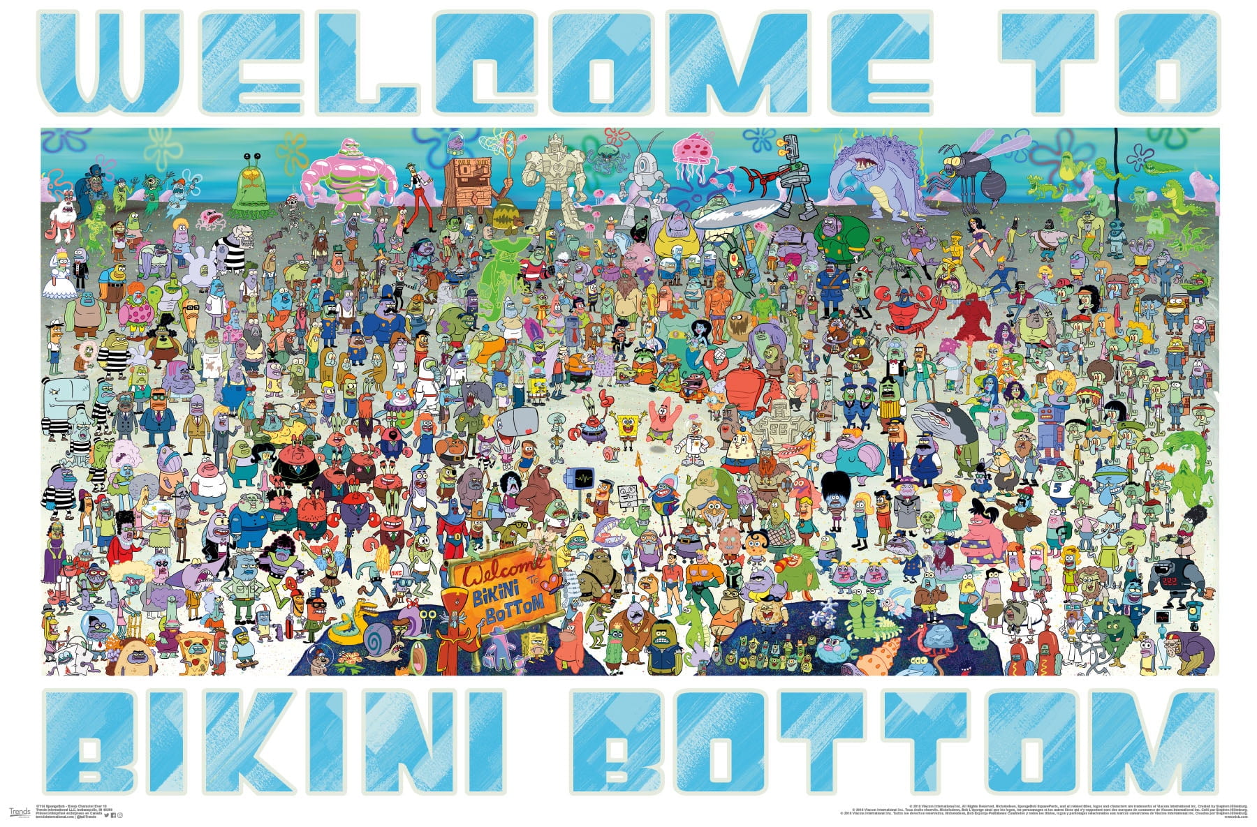 Nickelodeon Spongebob - Every Character Ever 19 Wall Poster, 22.375" x ...