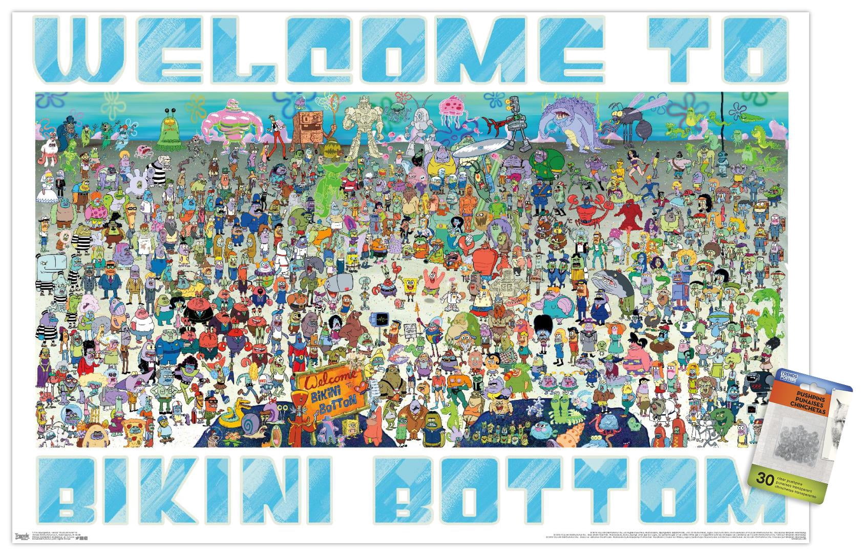 Nickelodeon Spongebob - Every Character Ever 19 Wall Poster with Push ...