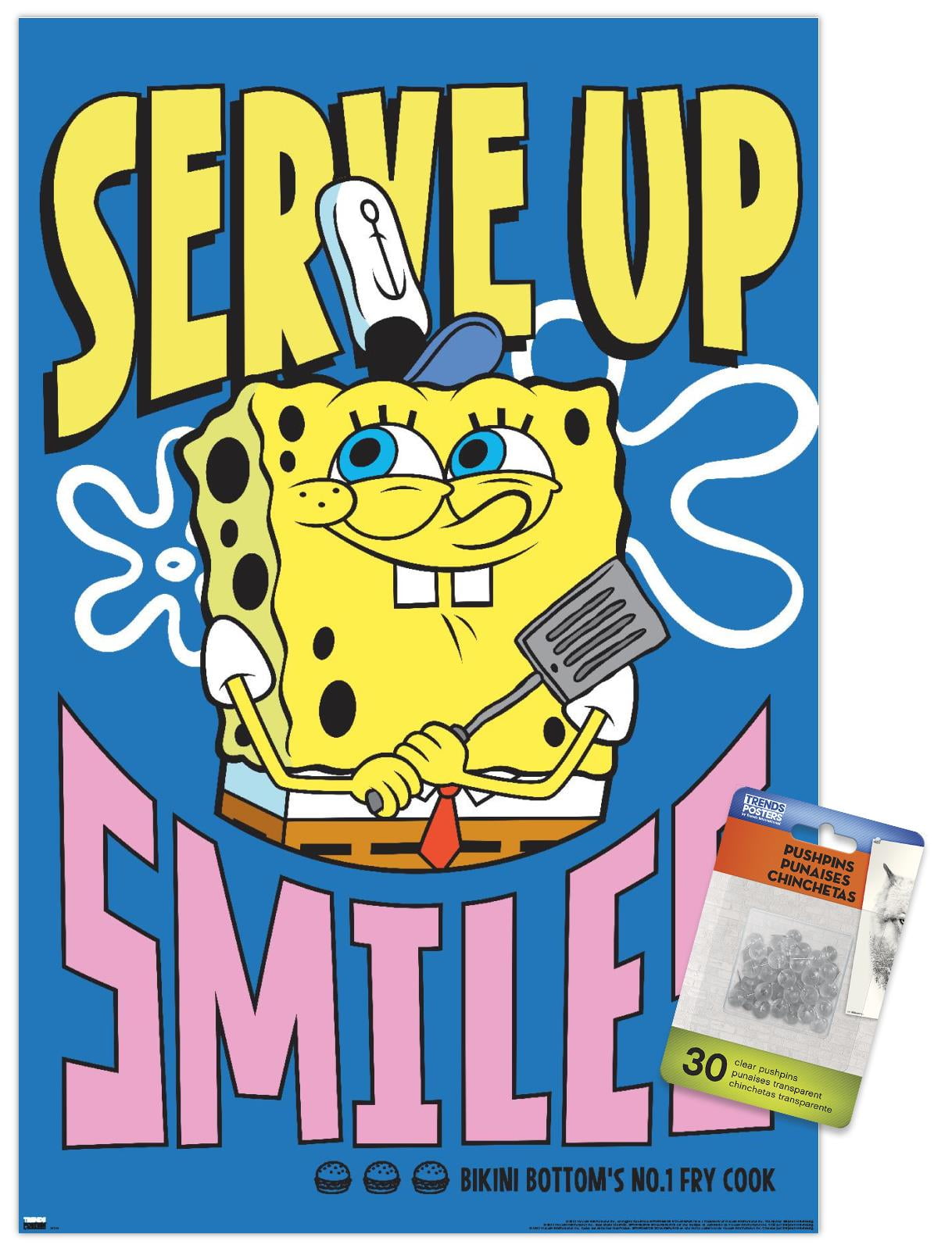 Nickelodeon Spongebob - Serve Up Smiles Wall Poster with Push Pins, 14. ...